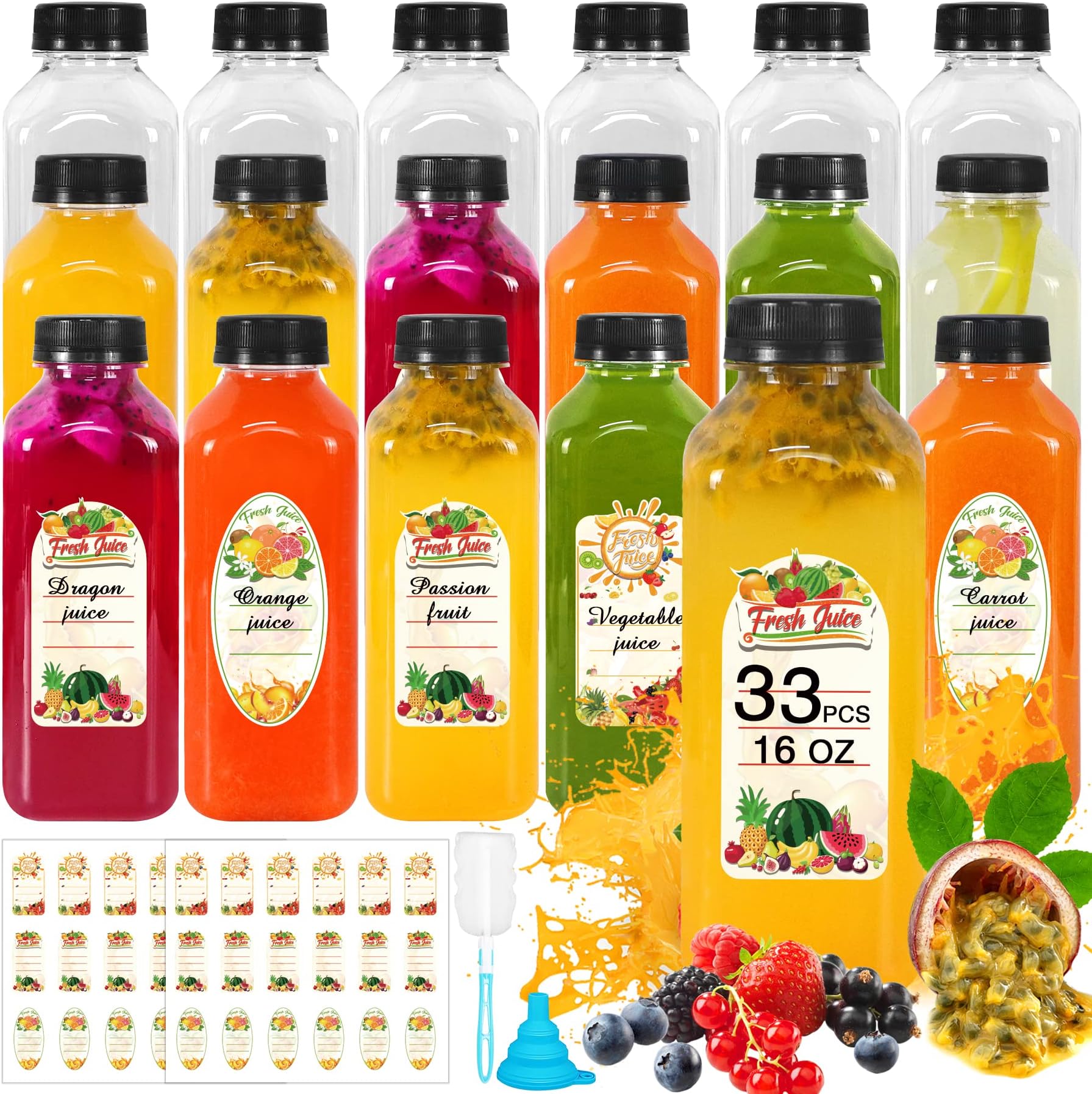 Amazon.com: 100 Pcs 2oz Small Clear Plastic Juice Bottles with Lid for ...