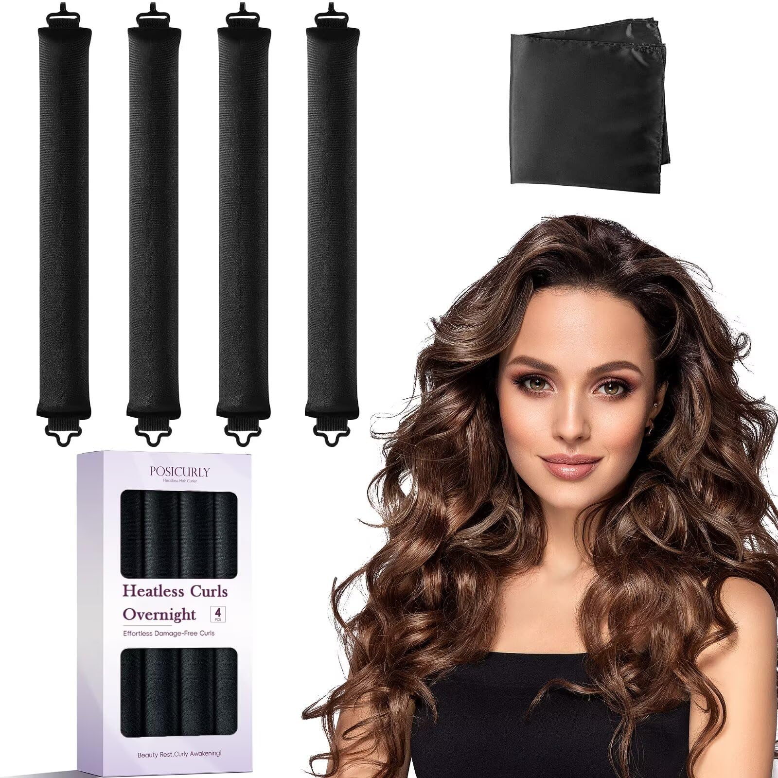 Snapklik.com : Heatless Curls Overnight Hair Curlers - 4 Pcs No-Heat ...