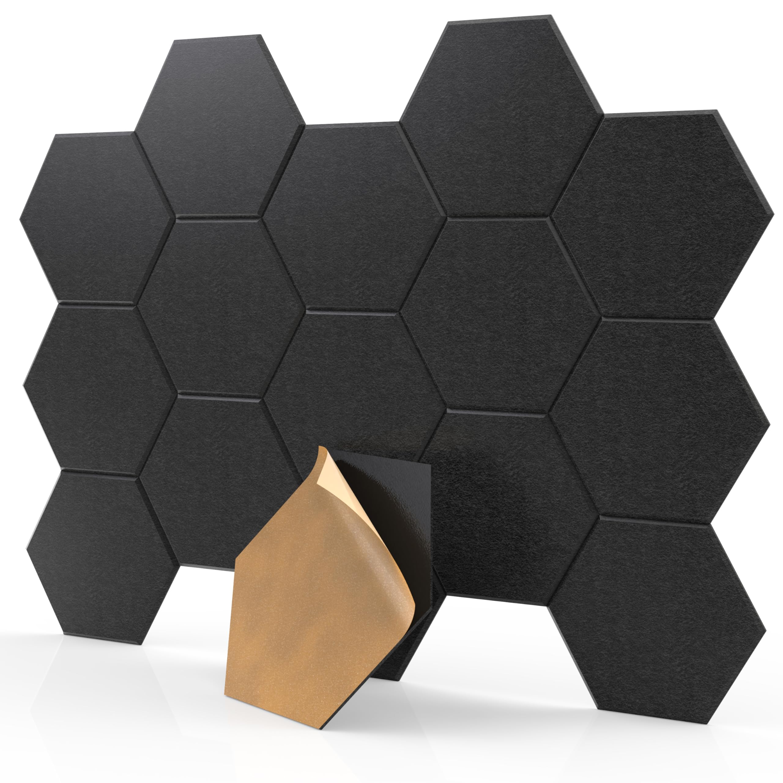 Snapklik.com : 18 Pack Black Hexagon Self-Adhesive Acoustic Panels-12 ...
