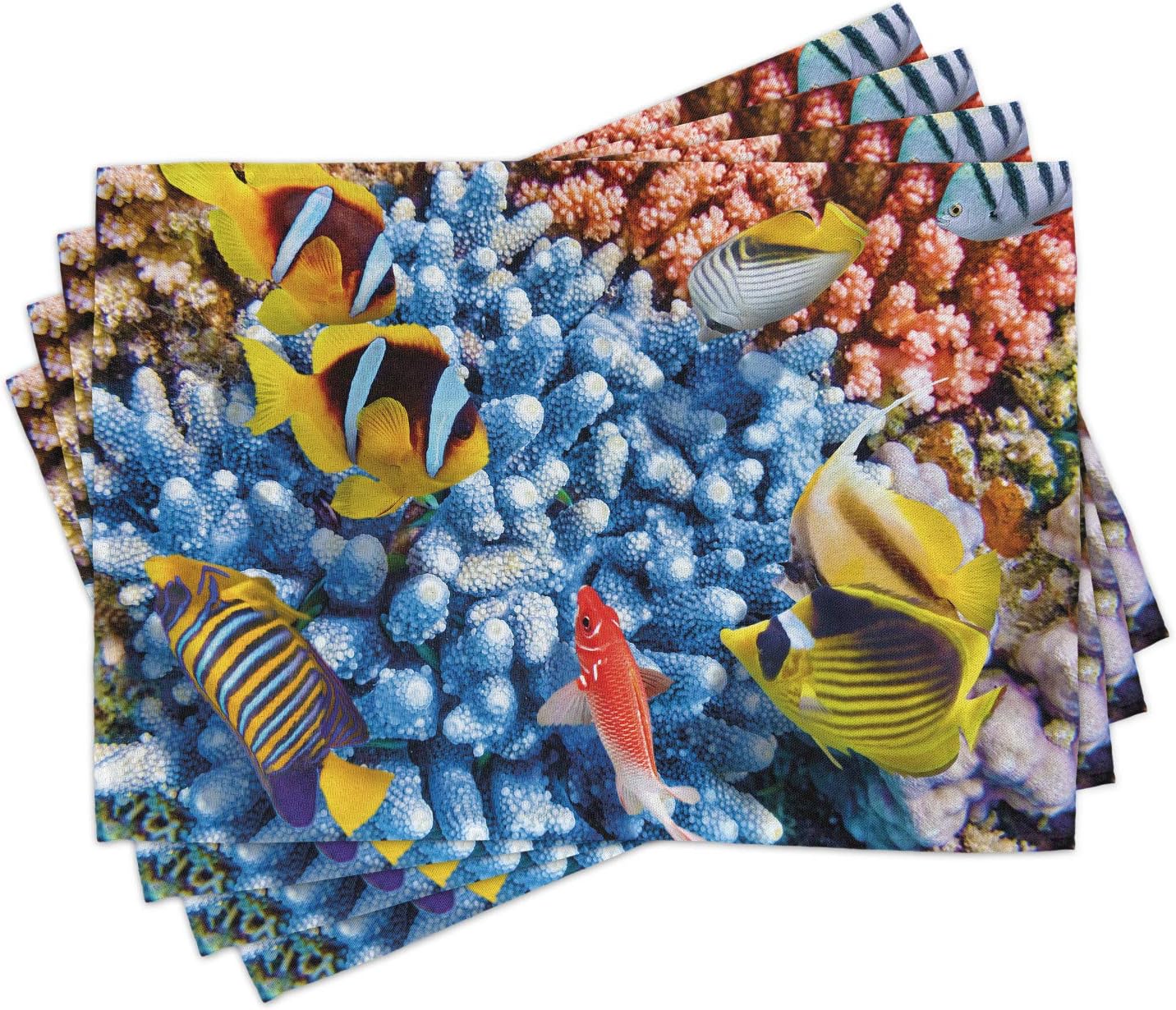 Amazon.com: Lunarable Modern Place Mats Set of 4, Aquatic Caribbean ...