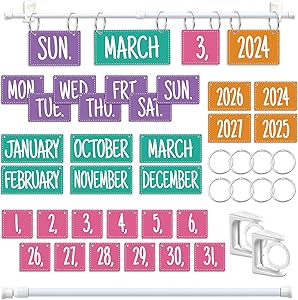 Flip Calendar for Classroom, Multi-Color Bulletin Board Set With 54 ...