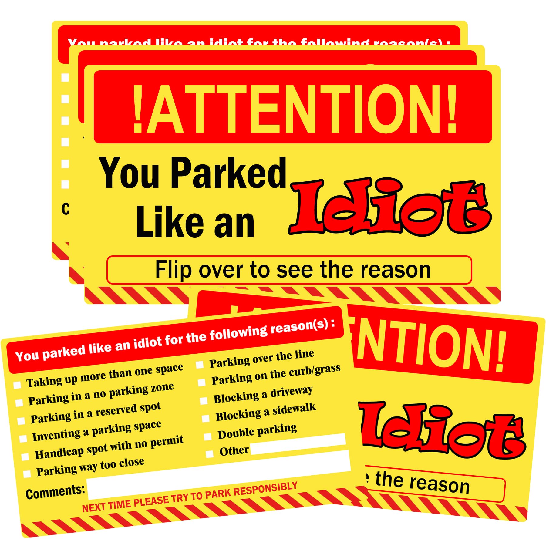You Parked Like an Idiot Business Cards 3.5"x2" Writable Bad Parking ...