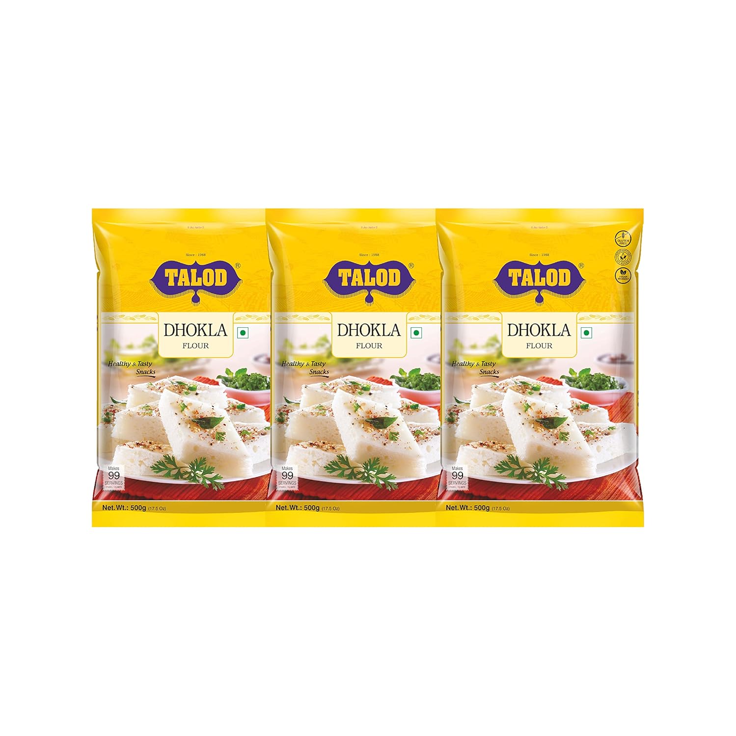 Talod Dhokla Flour (Pack of 3 * 500 g) | 100% Vegetarian, Wheat Gluten ...