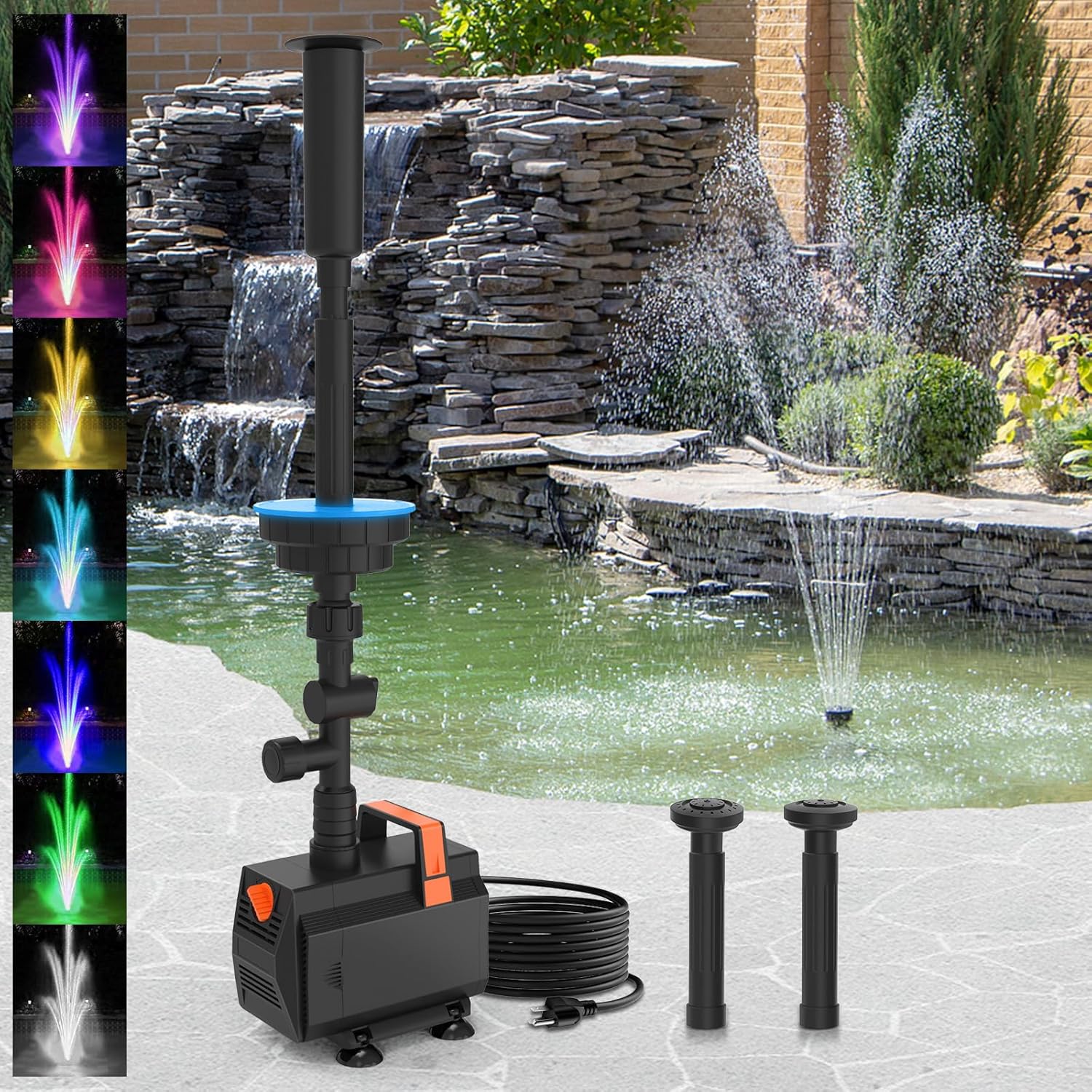 Amazon.com : AquaMiracle Pond Fountain Pump with Automatic Colorful LED ...