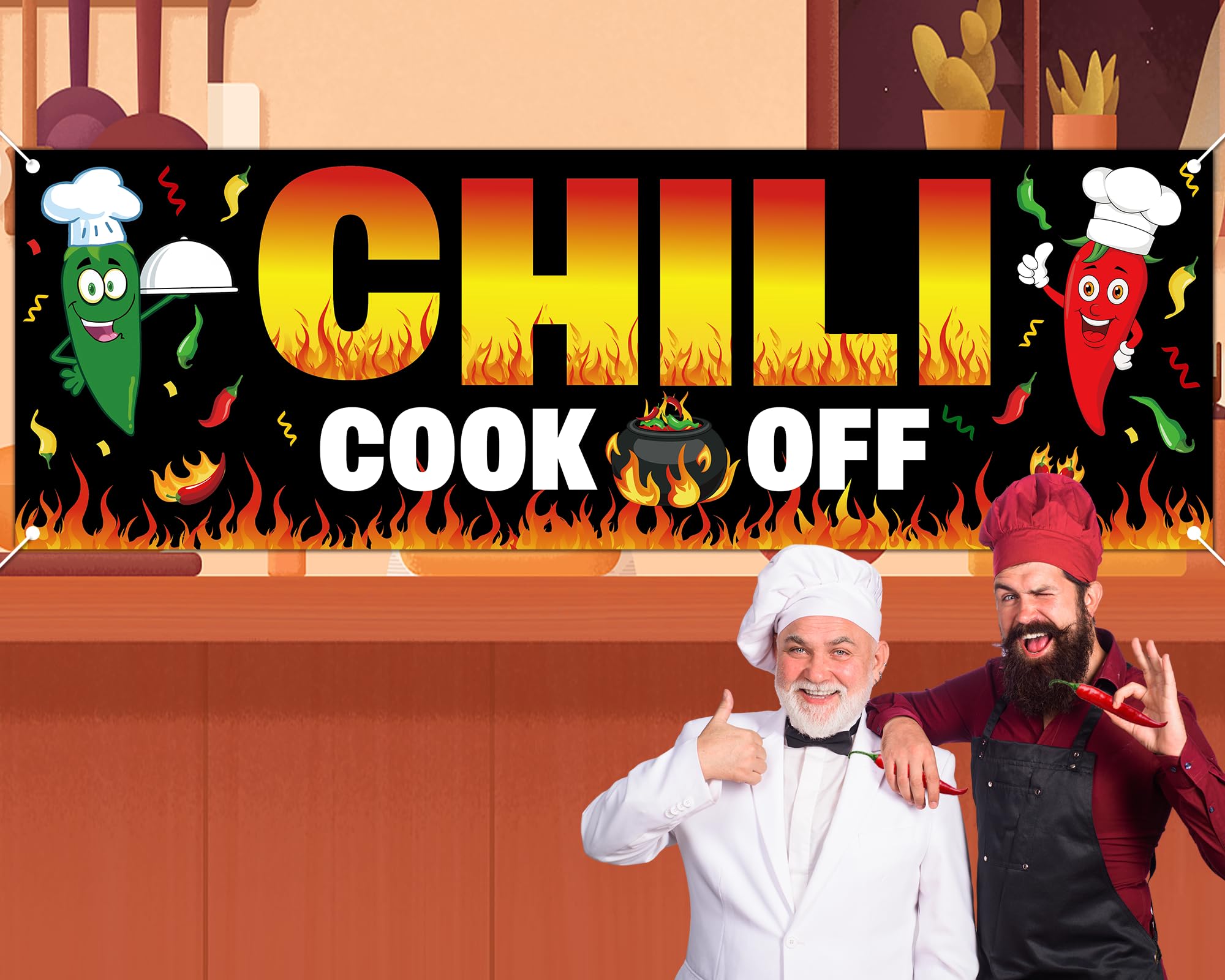Amazon.com: QOUBAI Chili Cook Off Decoration Banner - 71 x 24 Inches ...