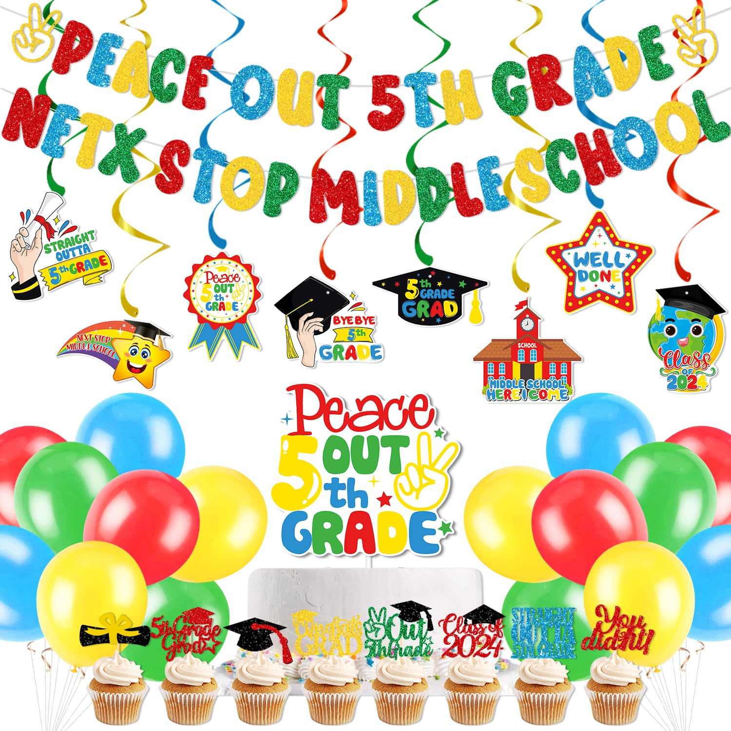 Amazon.com: 5TH Grade Graduation Decorations 2024 with Peace Out 5TH ...