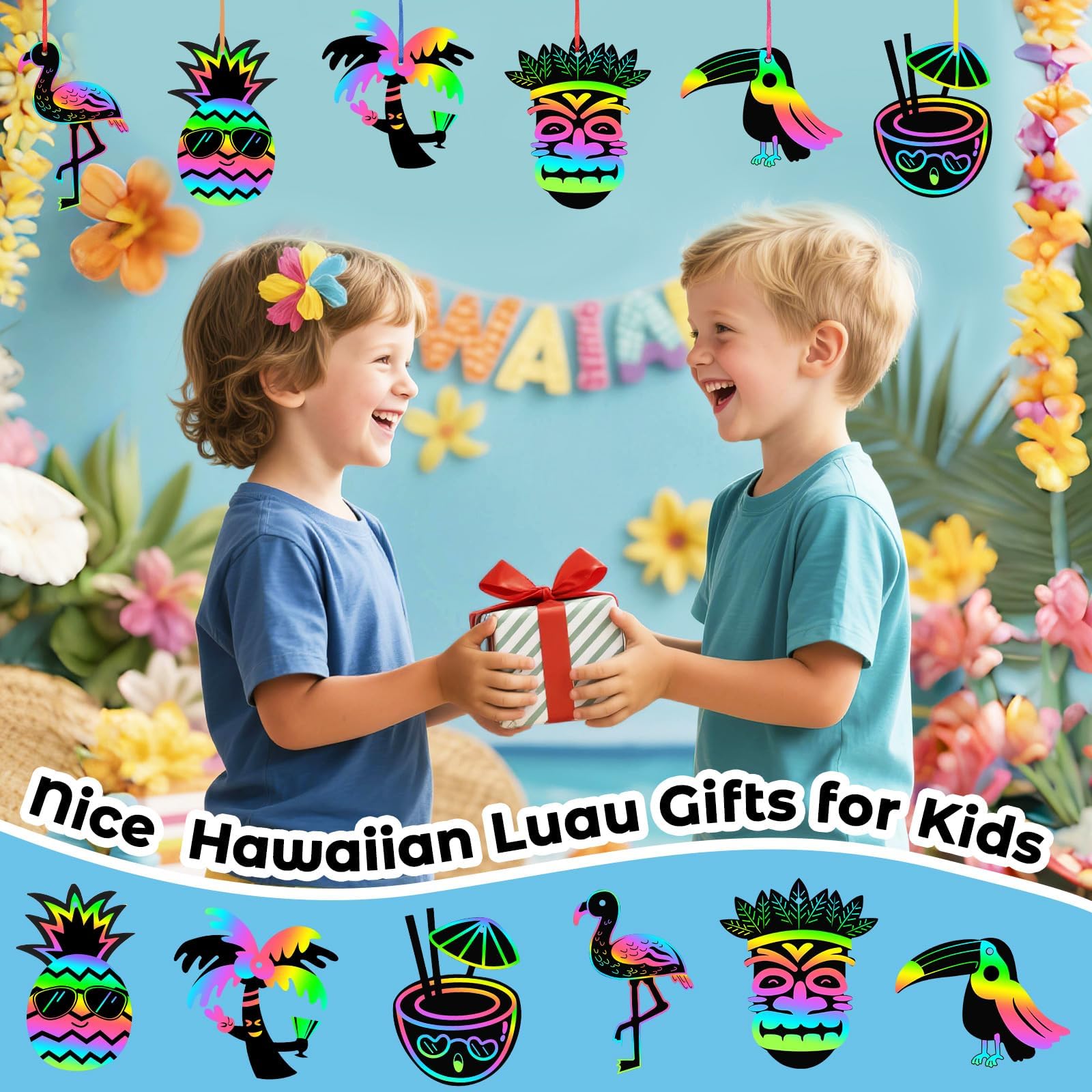 Snapklik.com : 36 PCS Luau Crafts For Kids, Rainbow Scratch Art For ...