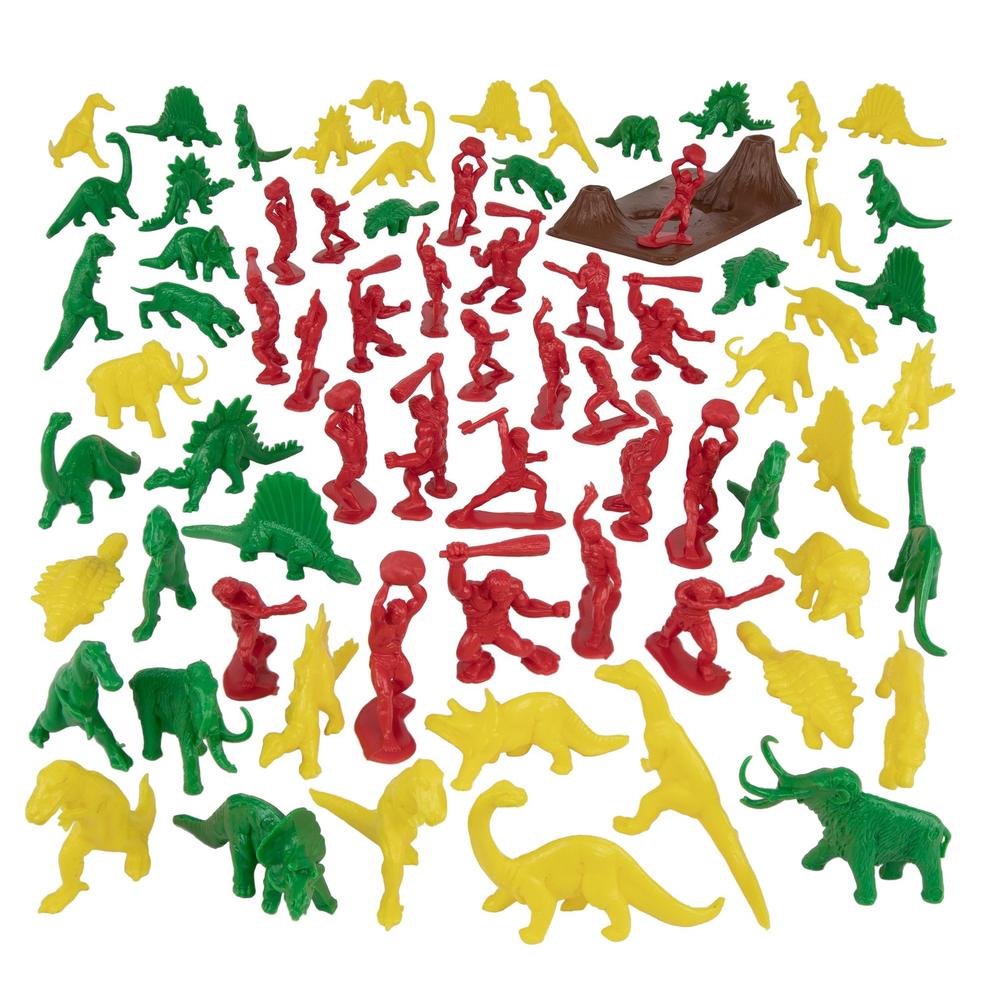 TimMee Prehistoric Plastic Dinosaur & Caveman Figures - Red, Green ...