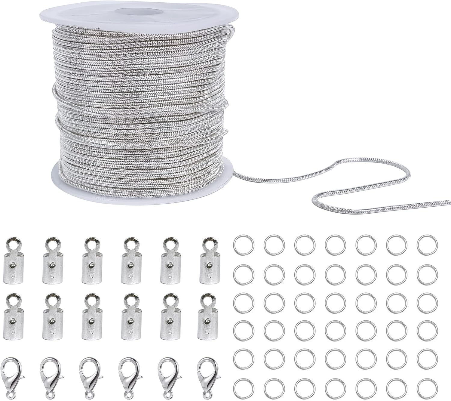 Amazon.com: CREATZONE 32.8 Feet 1.2mm Silver Snake Chain Necklace Link ...