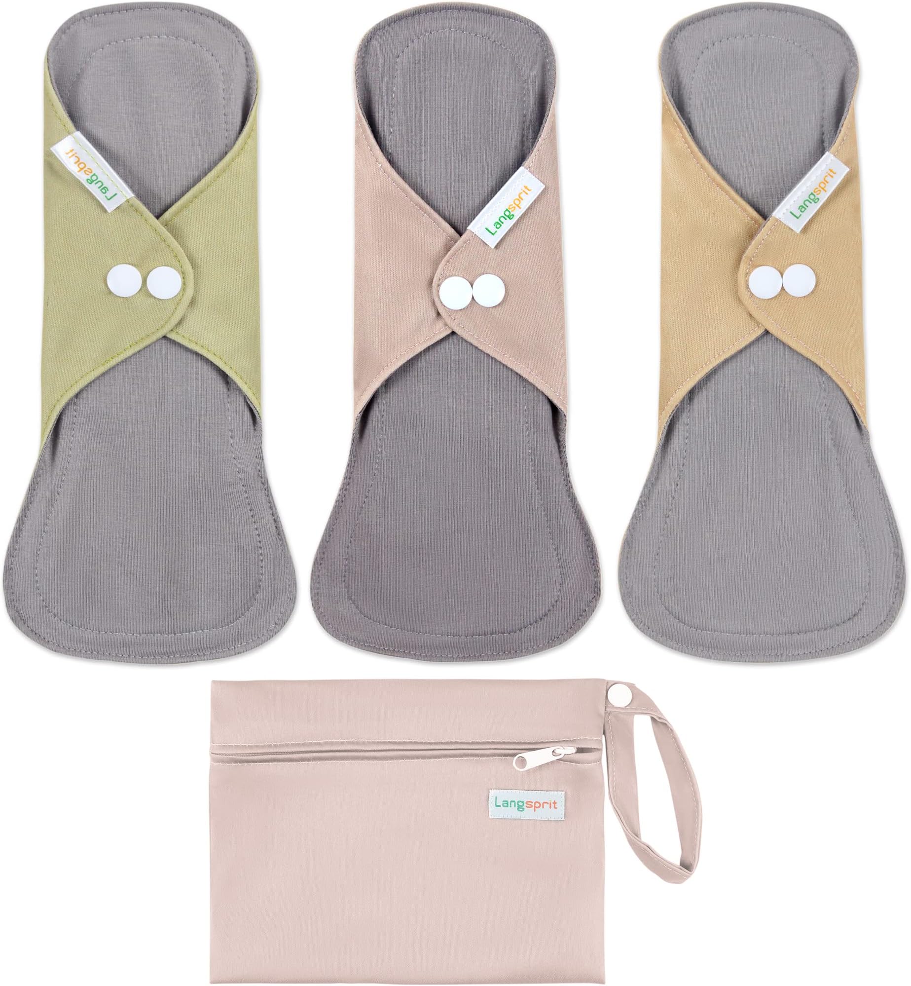 Amazon.com: Langsprit Cotton Reusable Period Pads for Women, Washable ...