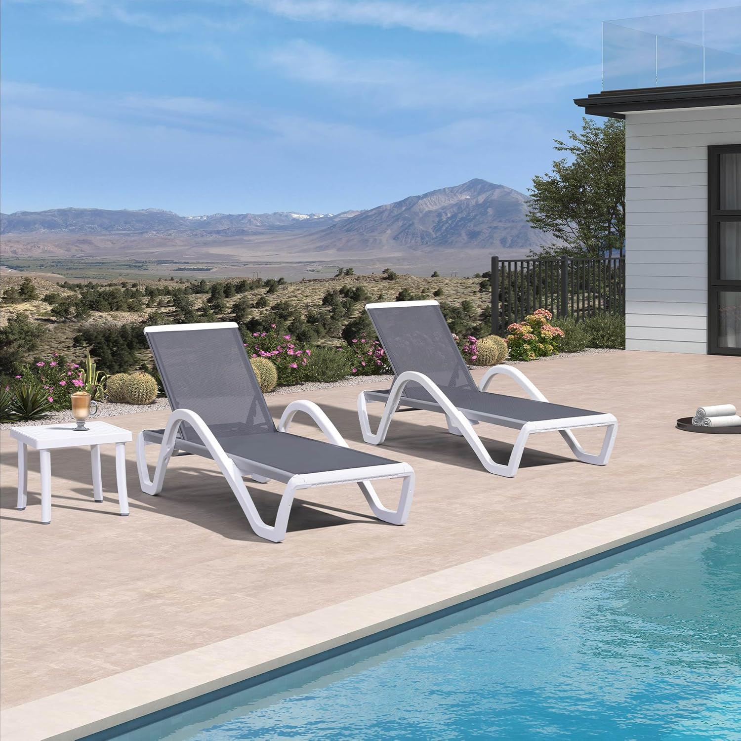 Amazon.com: PURPLE LEAF Patio Chaise Lounge Chair Set of 3 Outside ...