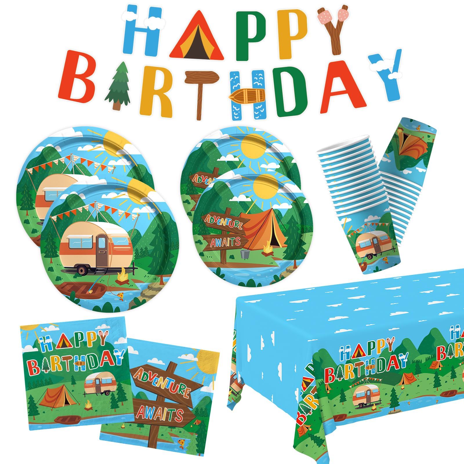 Amazon.com: Happy Camper Birthday & Camping Party Decorations Set ...