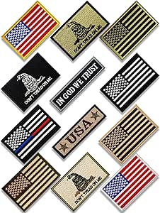 Amazon.com: American Flag Patch 12pcs Bundle Set, Funny Vintage Hook & Loop Fastener Full ...