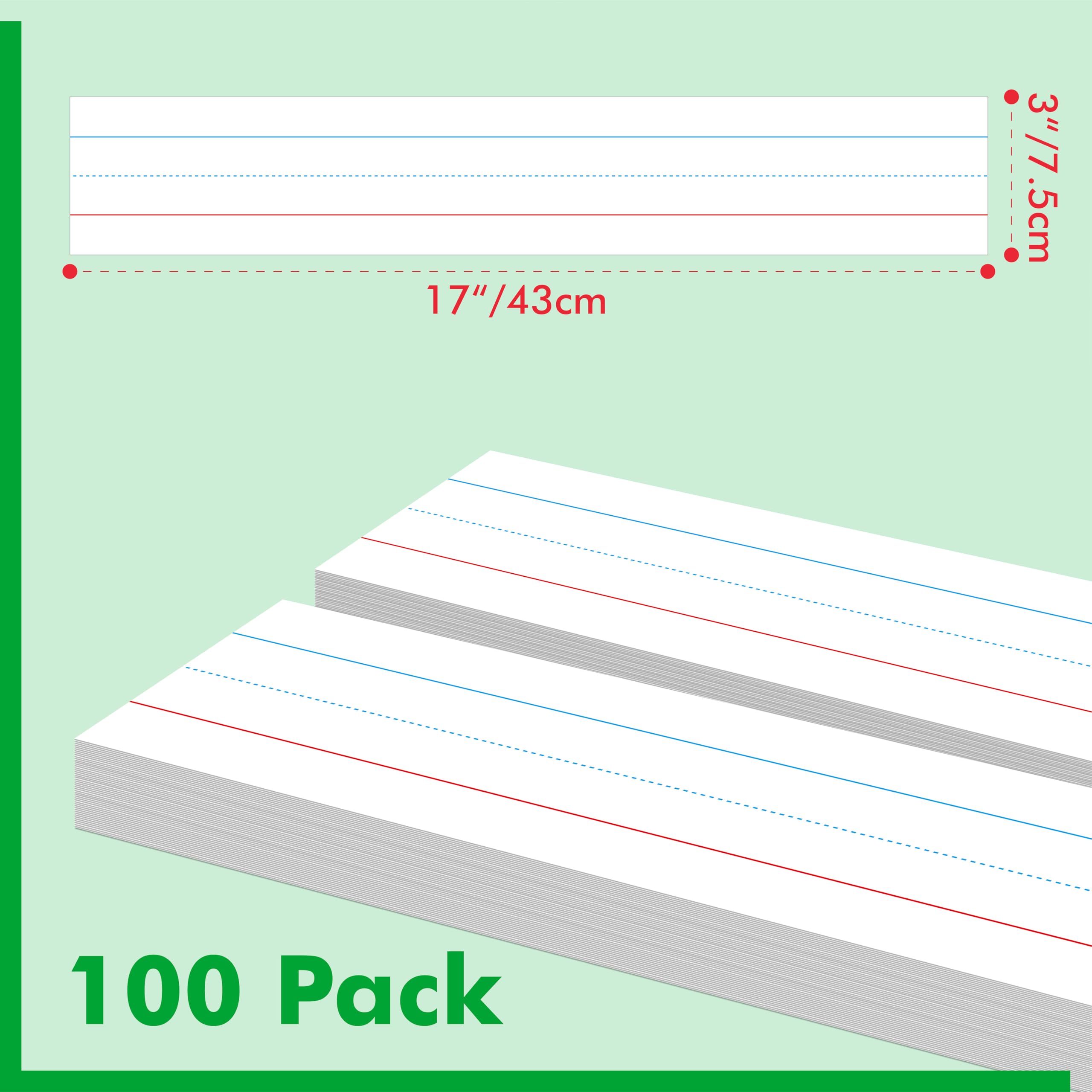 Snapklik.com : 100 Pack Sentence Strips, White Sentence Strip Lined ...