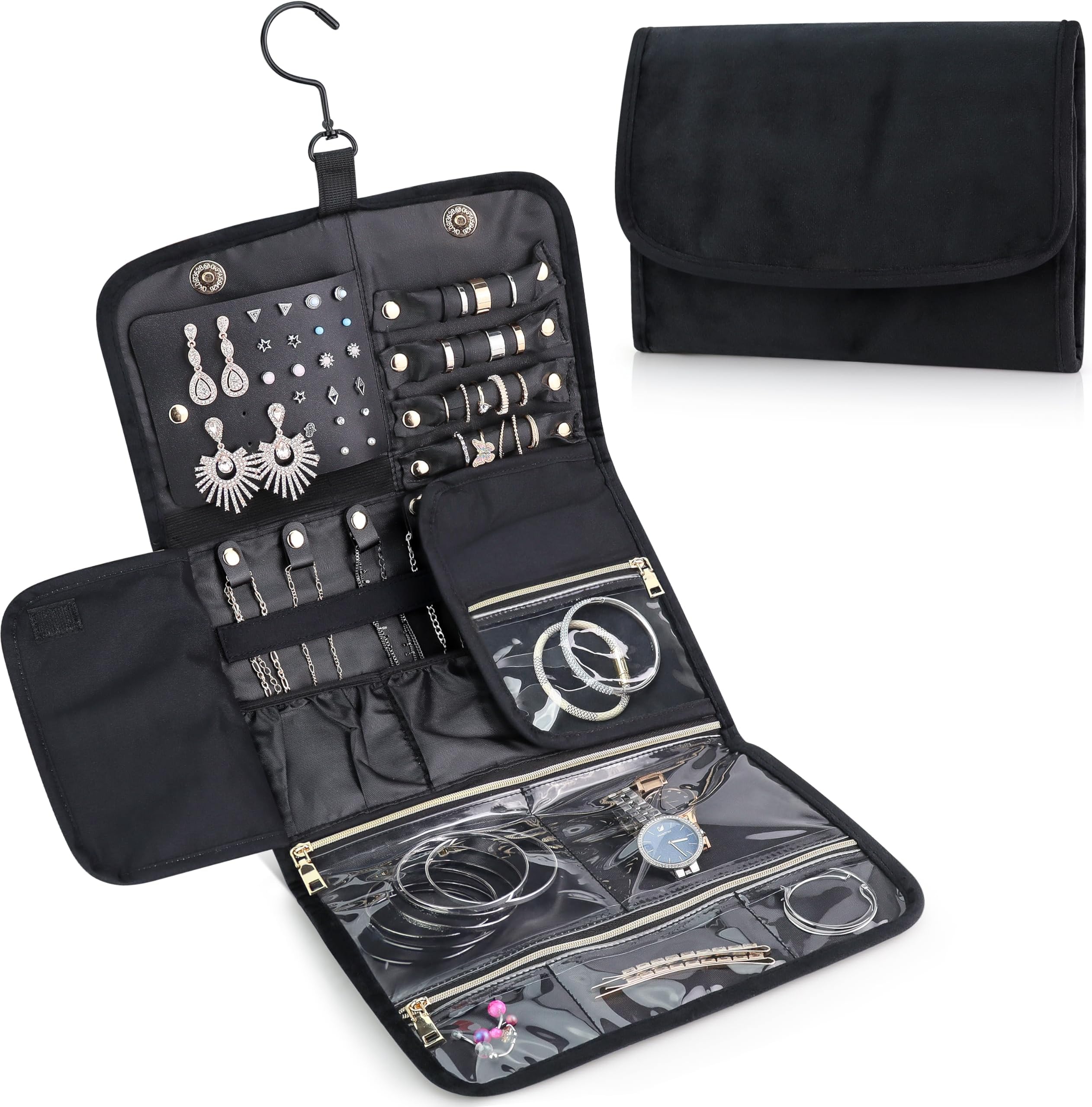 Amazon.com: MOSISO Hanging Travel Jewelry Organizer Case, Foldable ...