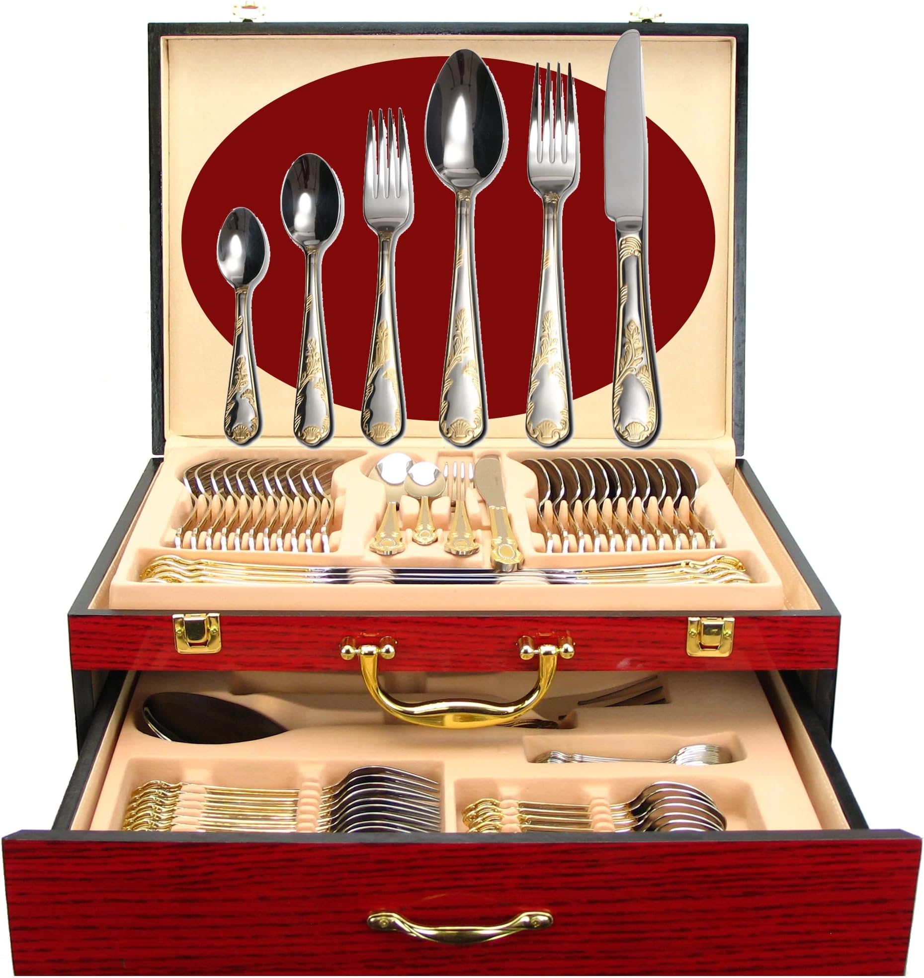 Amazon.com | Venezia Collection 75-Pc Luxury Flatware Set for 12 w ...