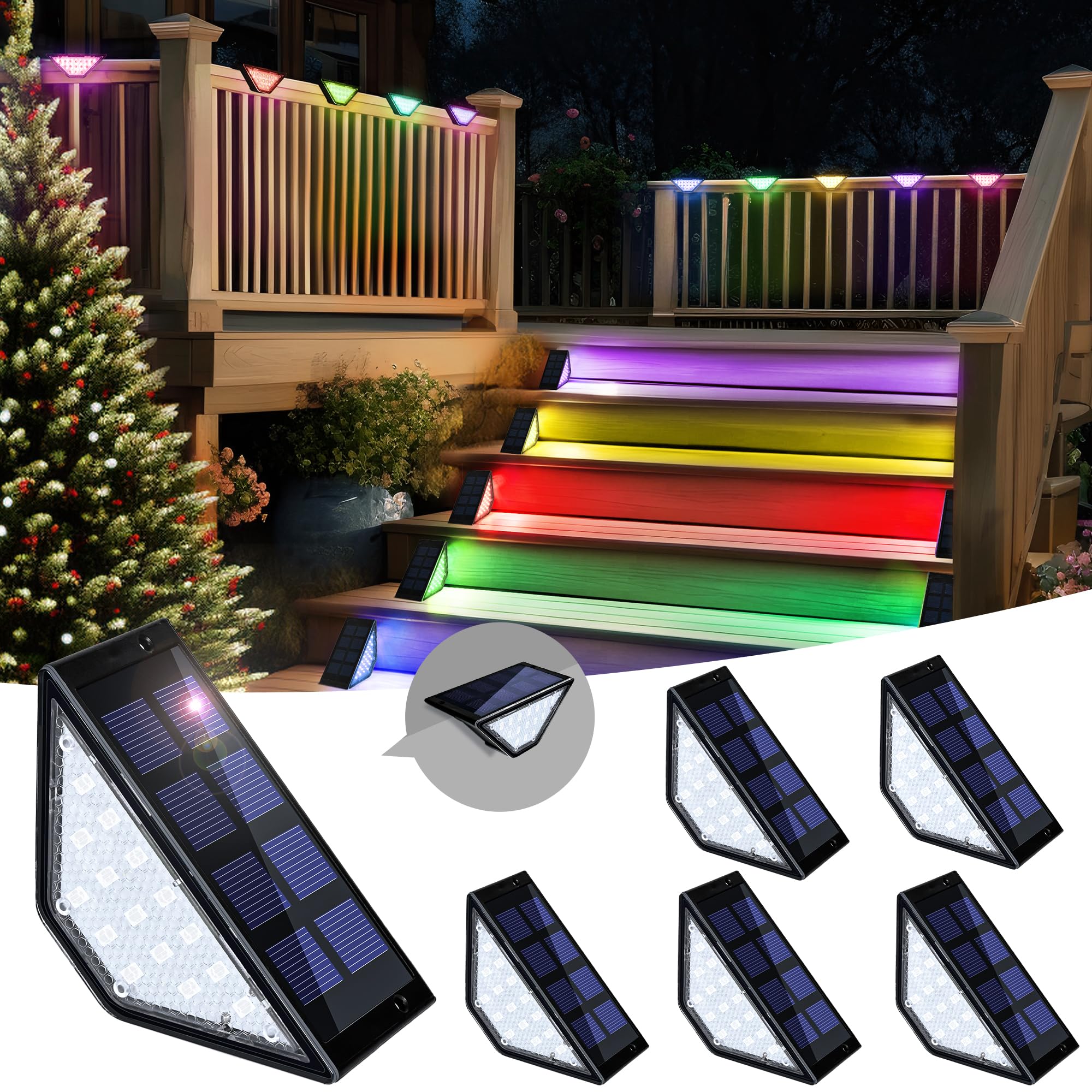 Backyard Decor Intelamp Solar Fence Lights Outdoor, 6 Packs 9 Colors ...