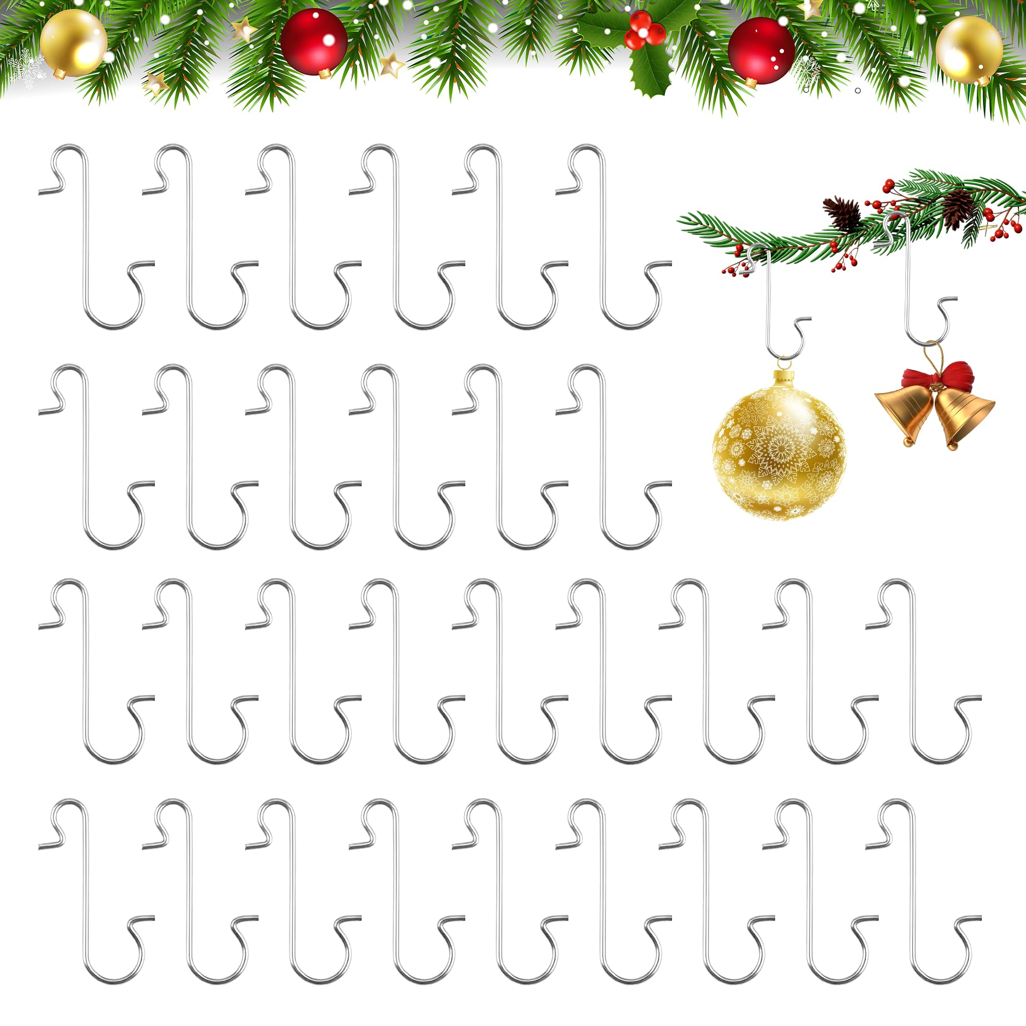 Amazon.com: Ornament Hooks, 100 Pcs Silver Christmas Ornament Hooks for ...