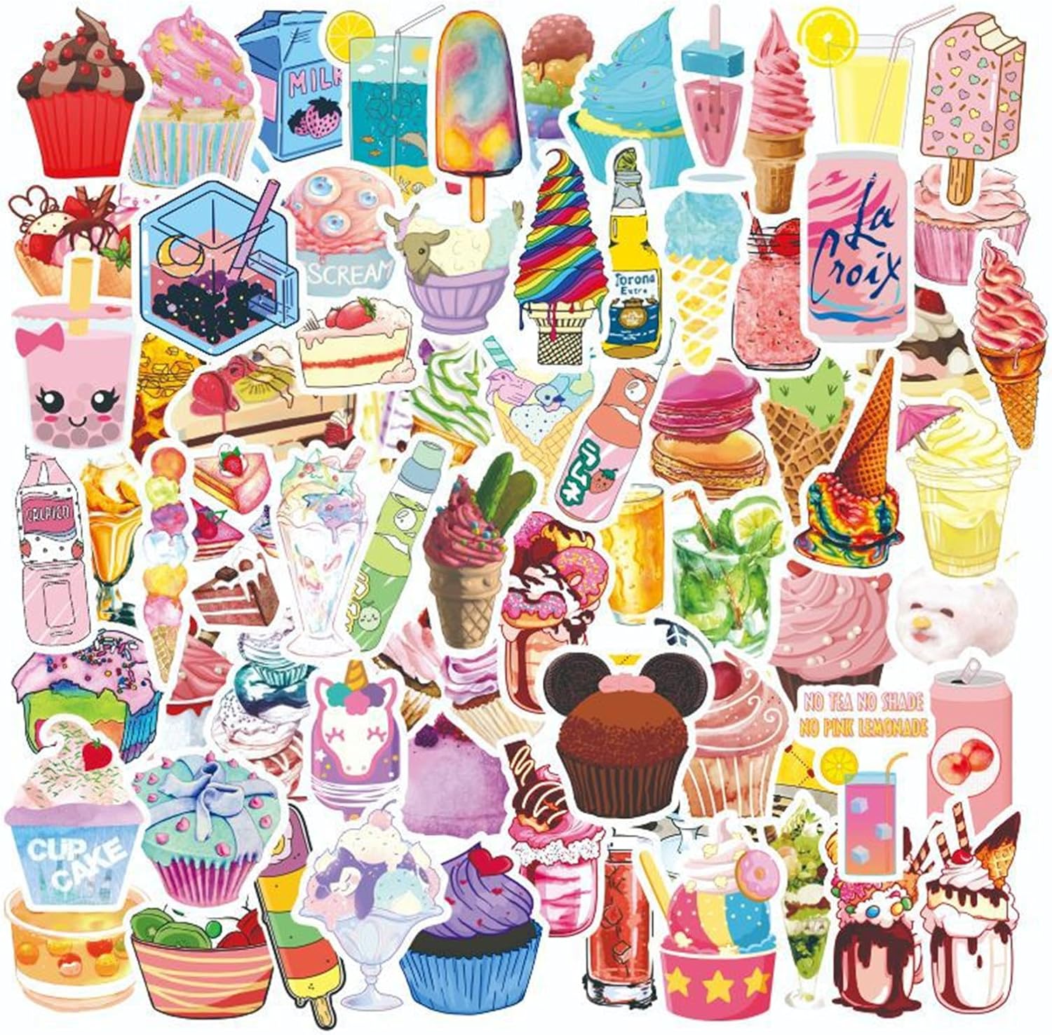 Amazon.com: 72pcs Ice Cream Sticker Dessert Stickers for Kid Summer ...