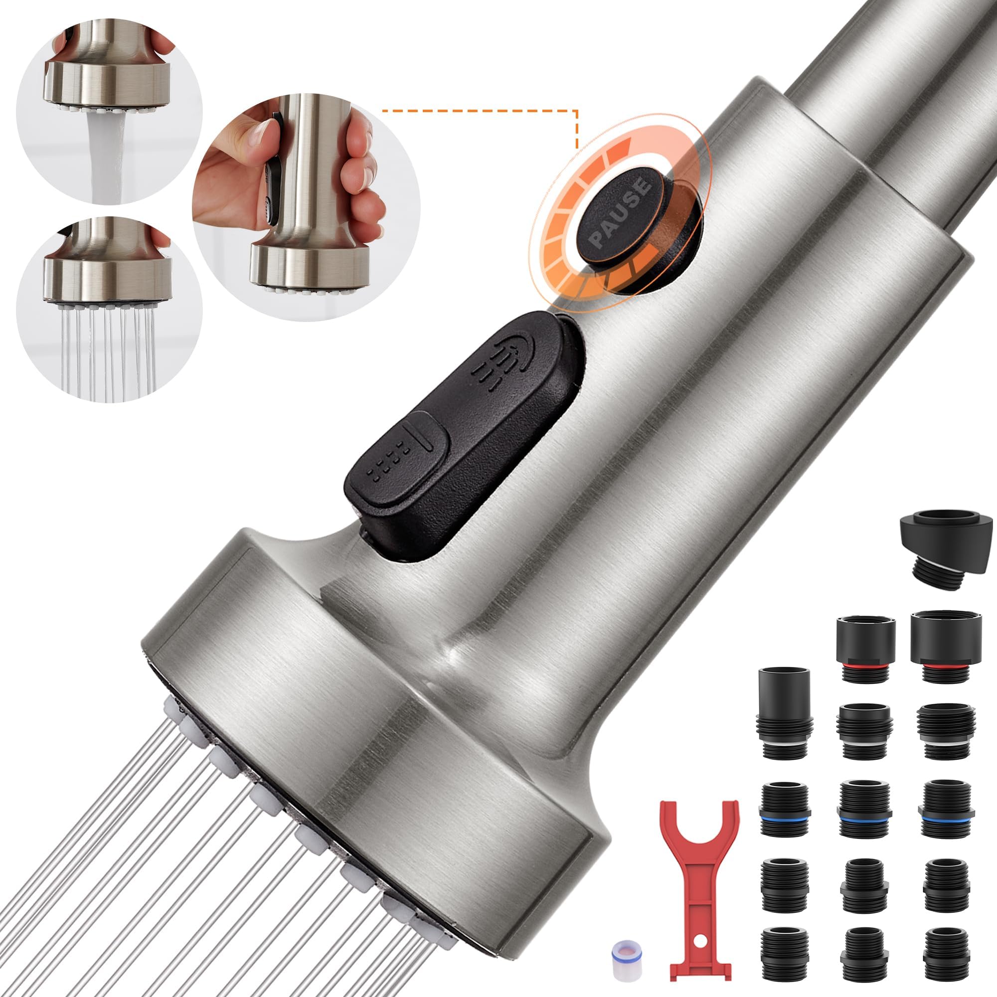 Amazon.com: Pull Out kitchen sink sprayer replacement 2-Functions Pull ...