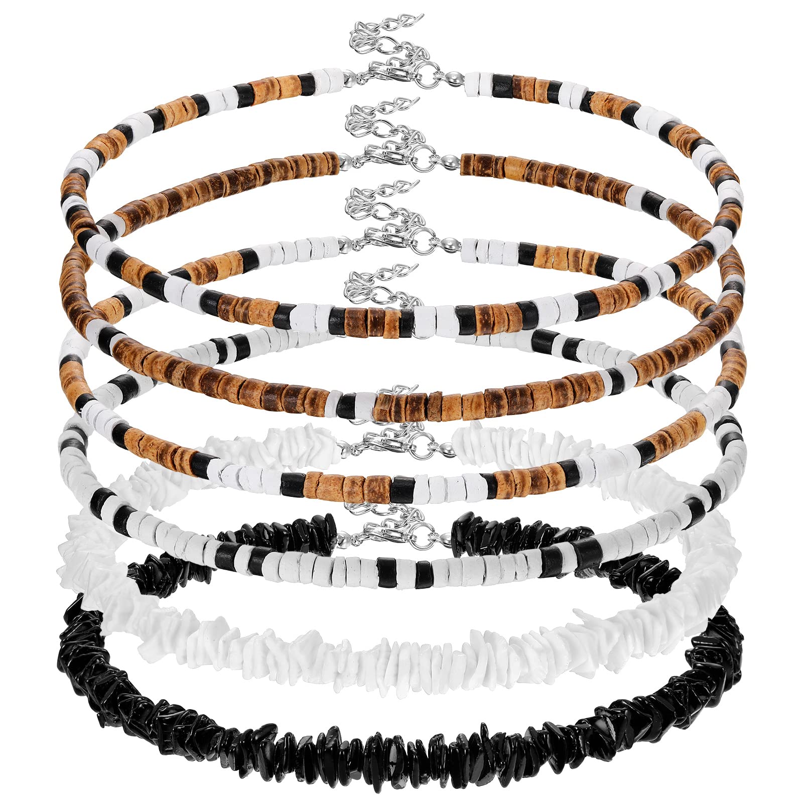 Bucherry 6 Pcs Puka Shell Necklace Men Seashell Hawaiian Beach Necklace ...