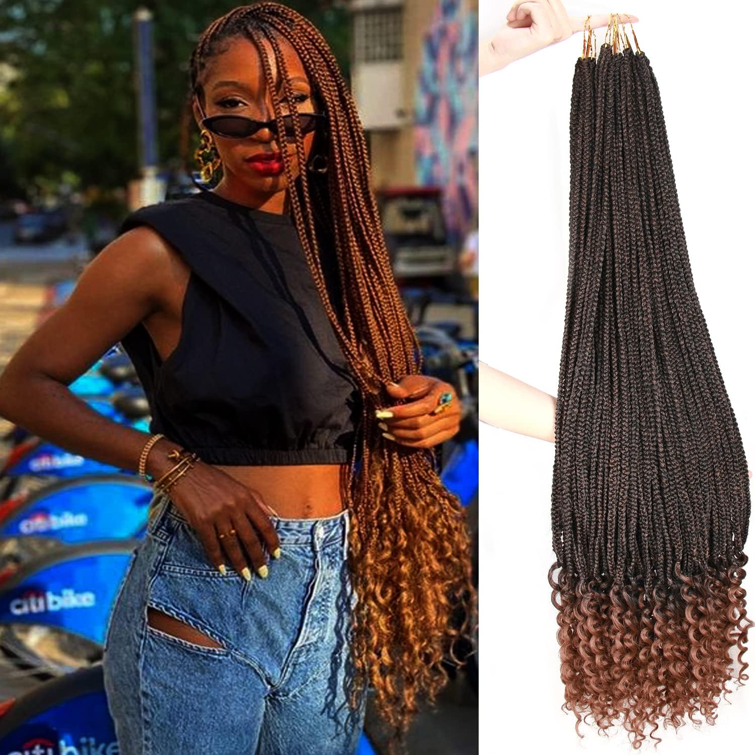 Amazon.com : 32 Inch Black Crochet Braids French Curl Crochet Braids ...