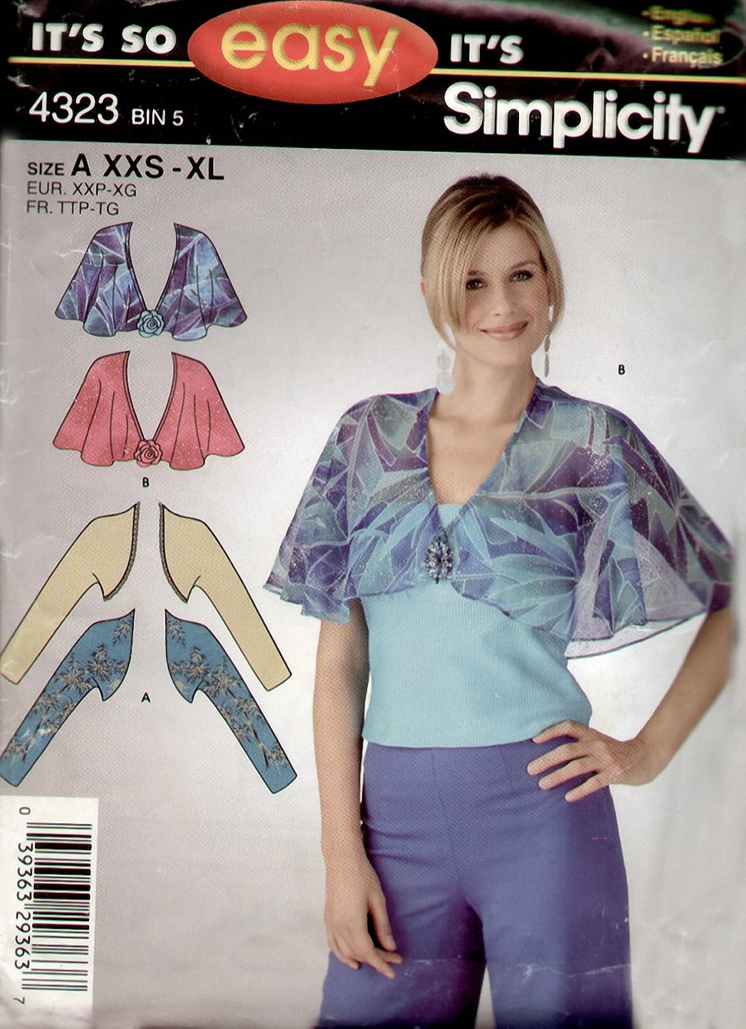 Amazon.com: Simplicity 4323 Bolero Shrug and Capelet Pattern Sz XXS-XL ...
