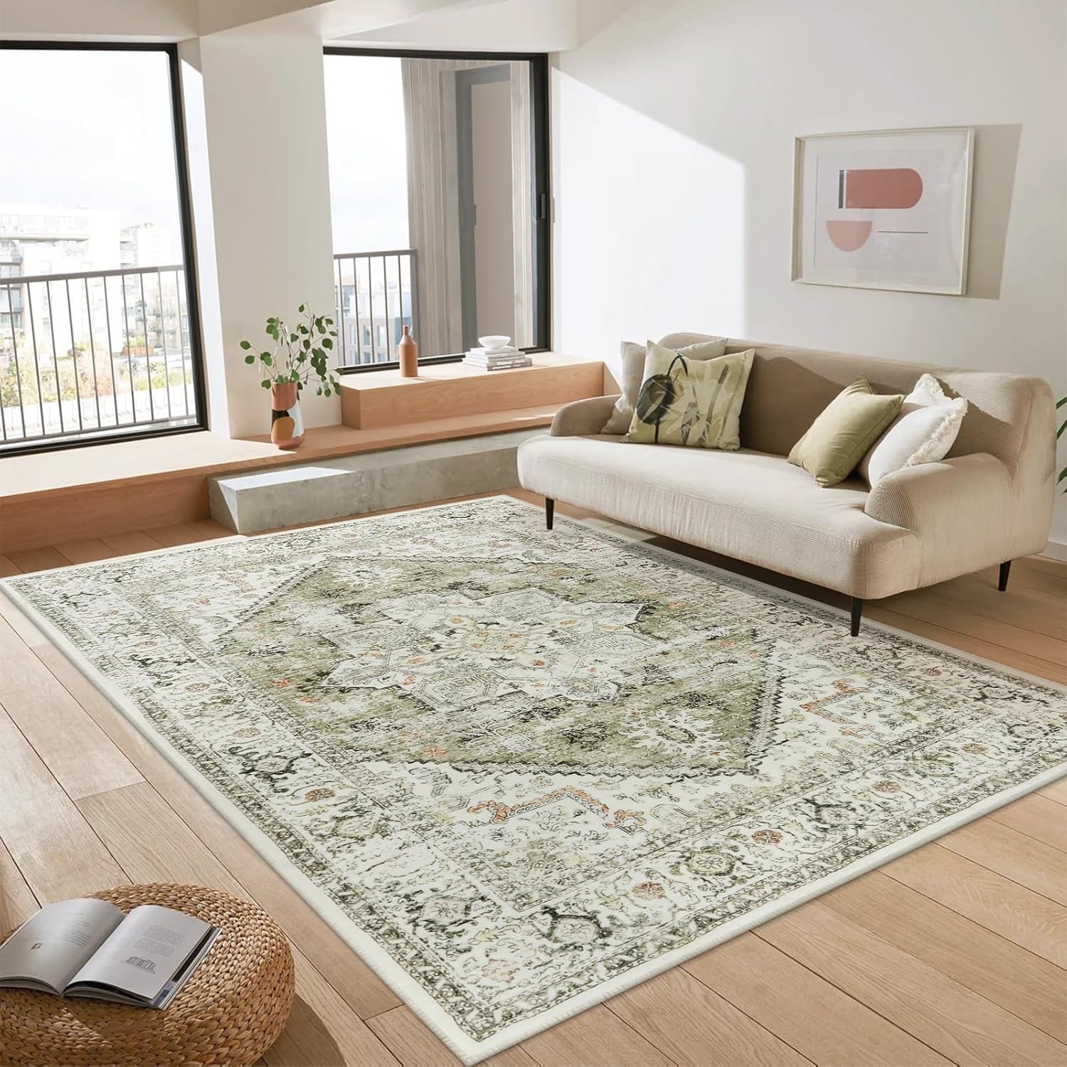 Amazon.com: LIVEBOX 6x9 Sage Green Rug for Living Room- Large Oriental ...