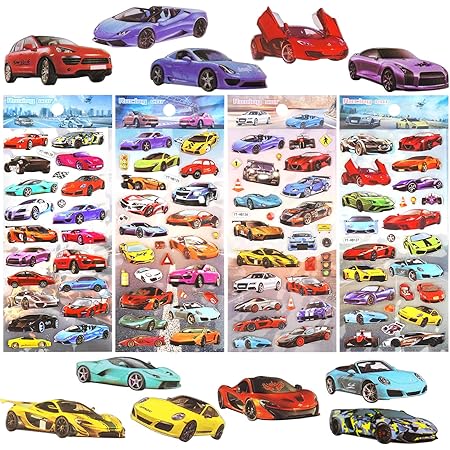 Amazon.com: Race Car Stickers for Kids Boys 3D Puffy Racecar Stickers ...
