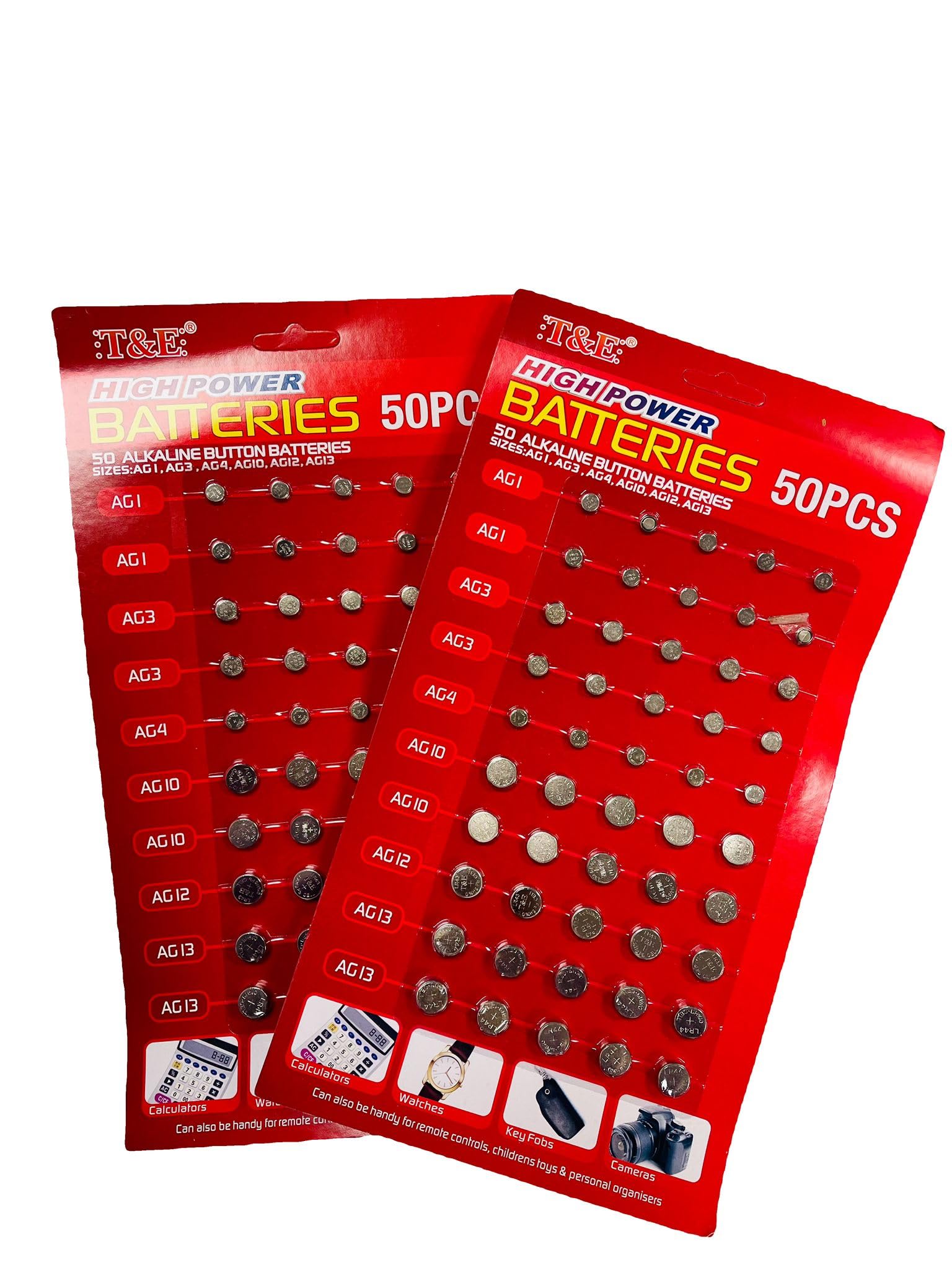 Needs & Wants® 50 Pcs Assorted Alkaline Button Coin Batteries AG1 AG3 ...