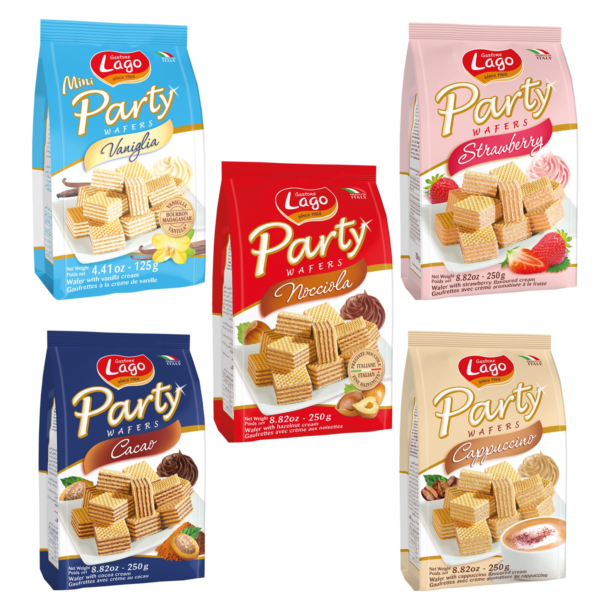 Gastone Lago Party Wafers Hazelnut, Vanilla, Cappuccino, Cocoa and ...
