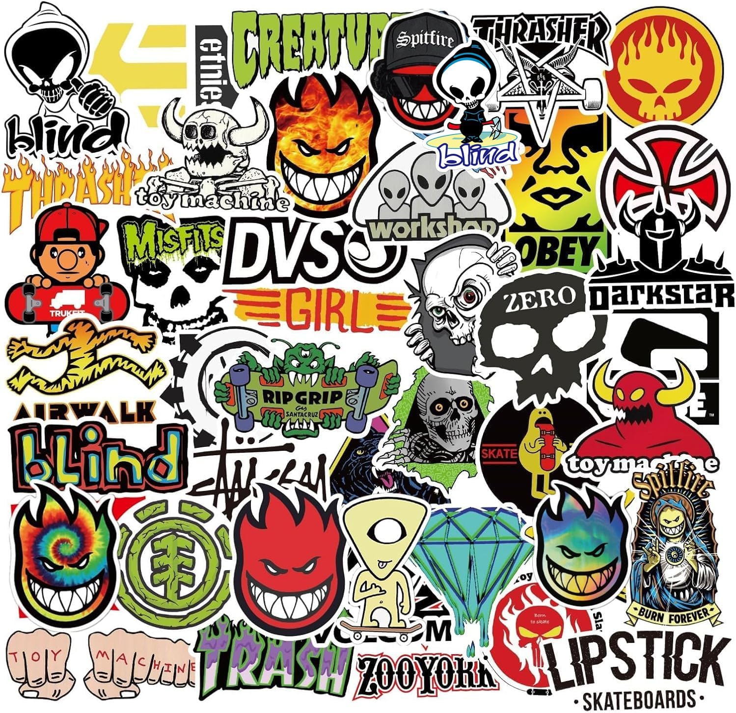 Amazon.com: Skateboard Stickers 100pcs Cool Brand Skate Stickers for ...
