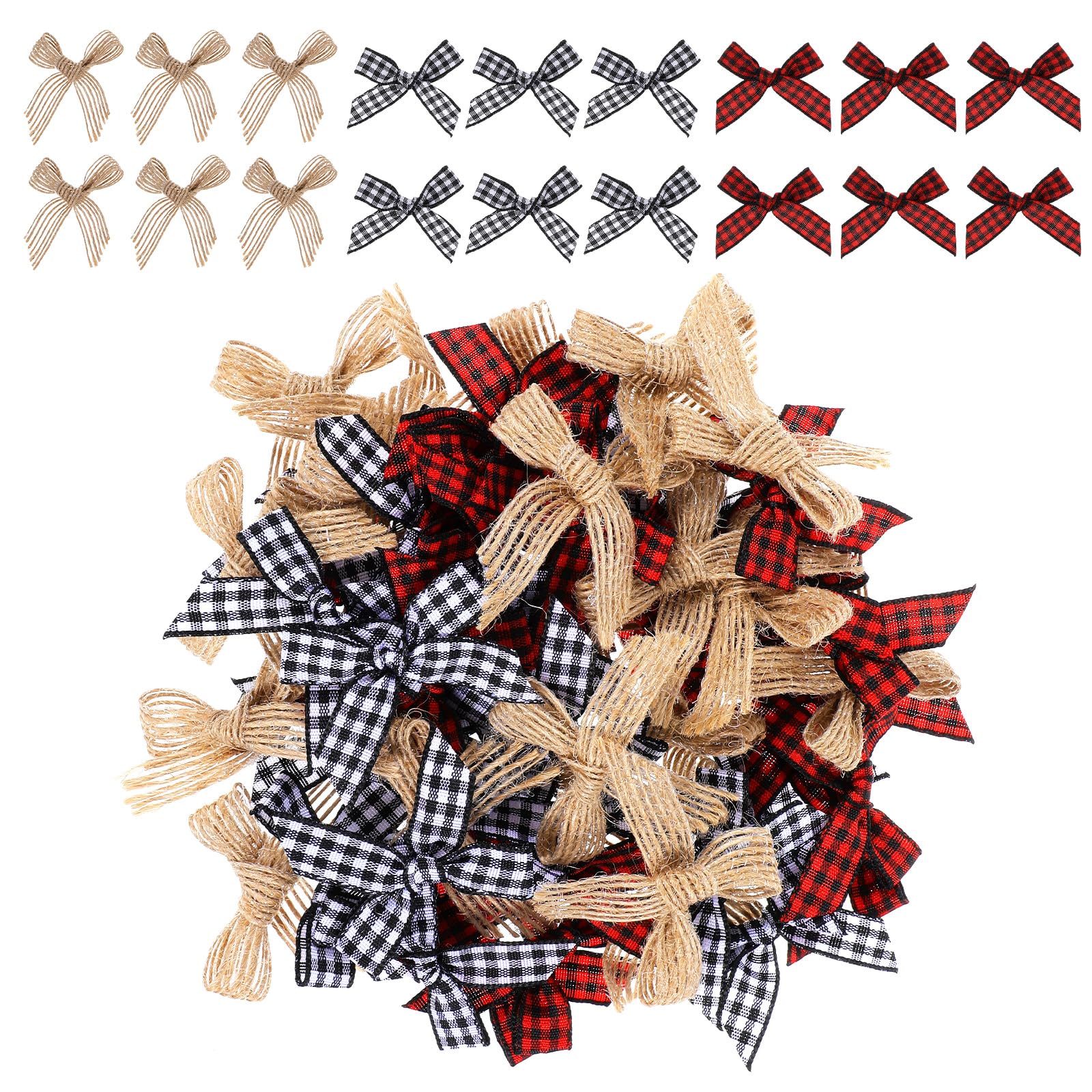 Xinjoduz 60 PCS Mini Christmas Bows for Crafts, Burlap Bows Small ...