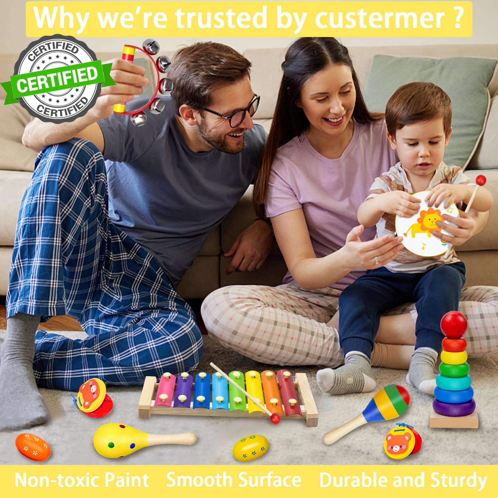 Snapklik.com : Baby Musical Toys For Toddlers 3-5,Wooden Music ...