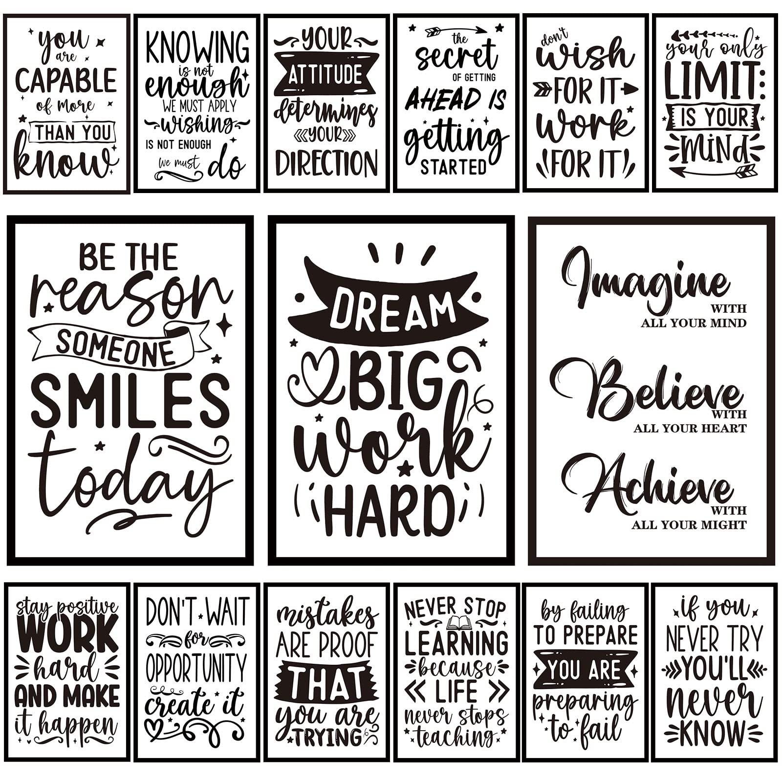 Buy 15 Pack Motivational s for Classroom Office School Decorations ...
