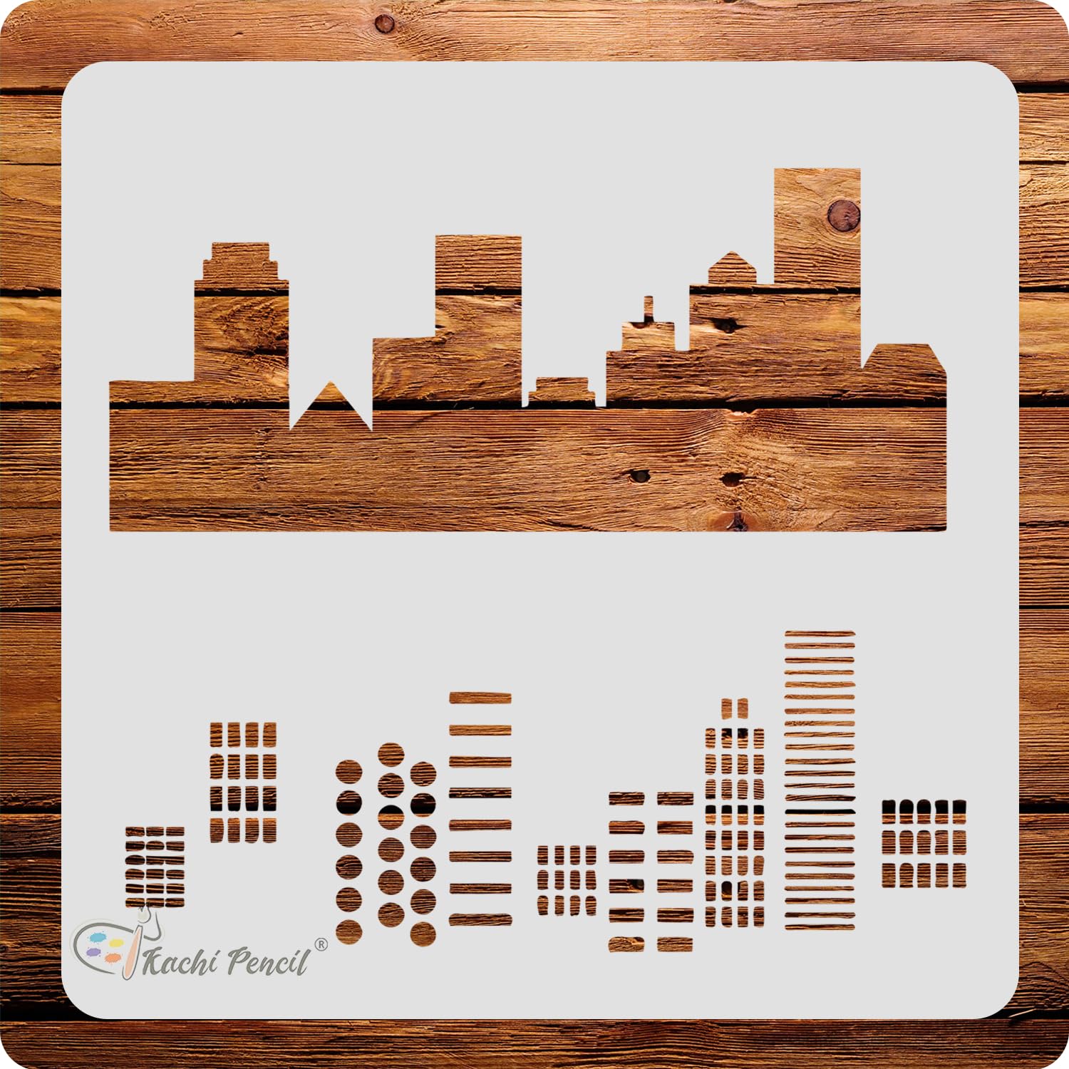 Kachi Pencil Buildings Craft Stencil for Art and Painting, Size 6 x 6 ...
