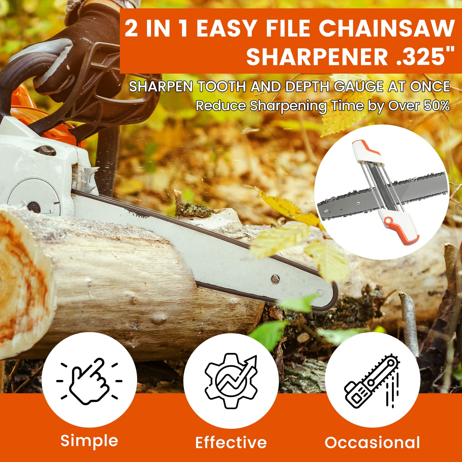 Snapklik.com : 2 IN 1 Chainsaw Sharpener .325" Chain Saw Sharpener Tool ...