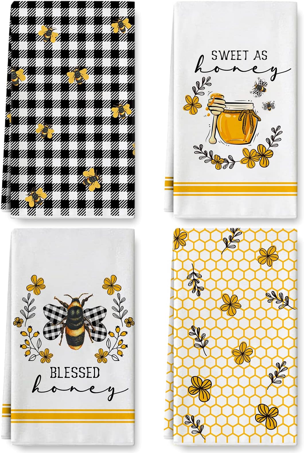 Amazon.com: AnyDesign Bee Dishcloths Reusable Honey Bee Swedish Towels ...