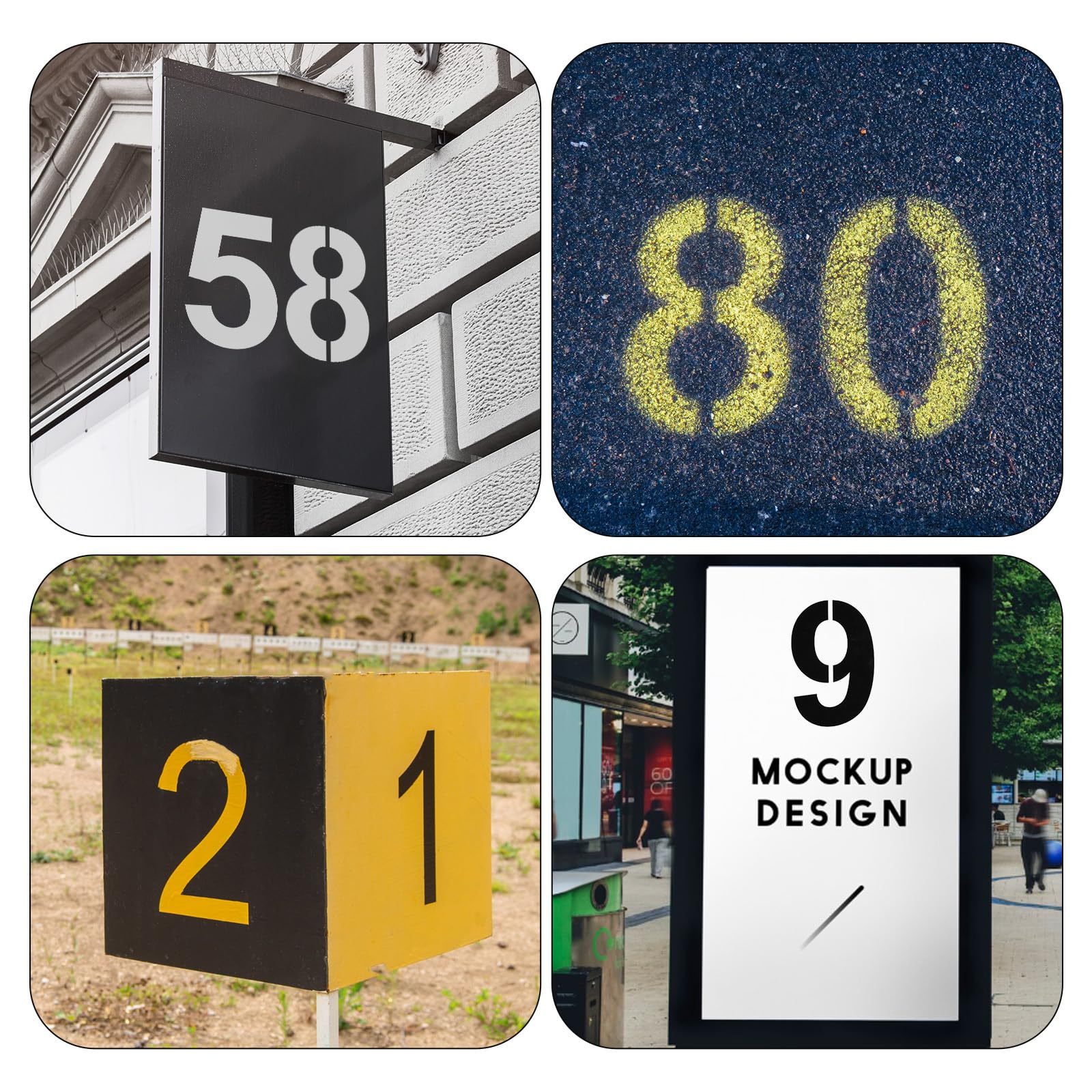 Snapklik.com : 4 Inch Large Number Stencils Set, Plastic 0-9 Address ...