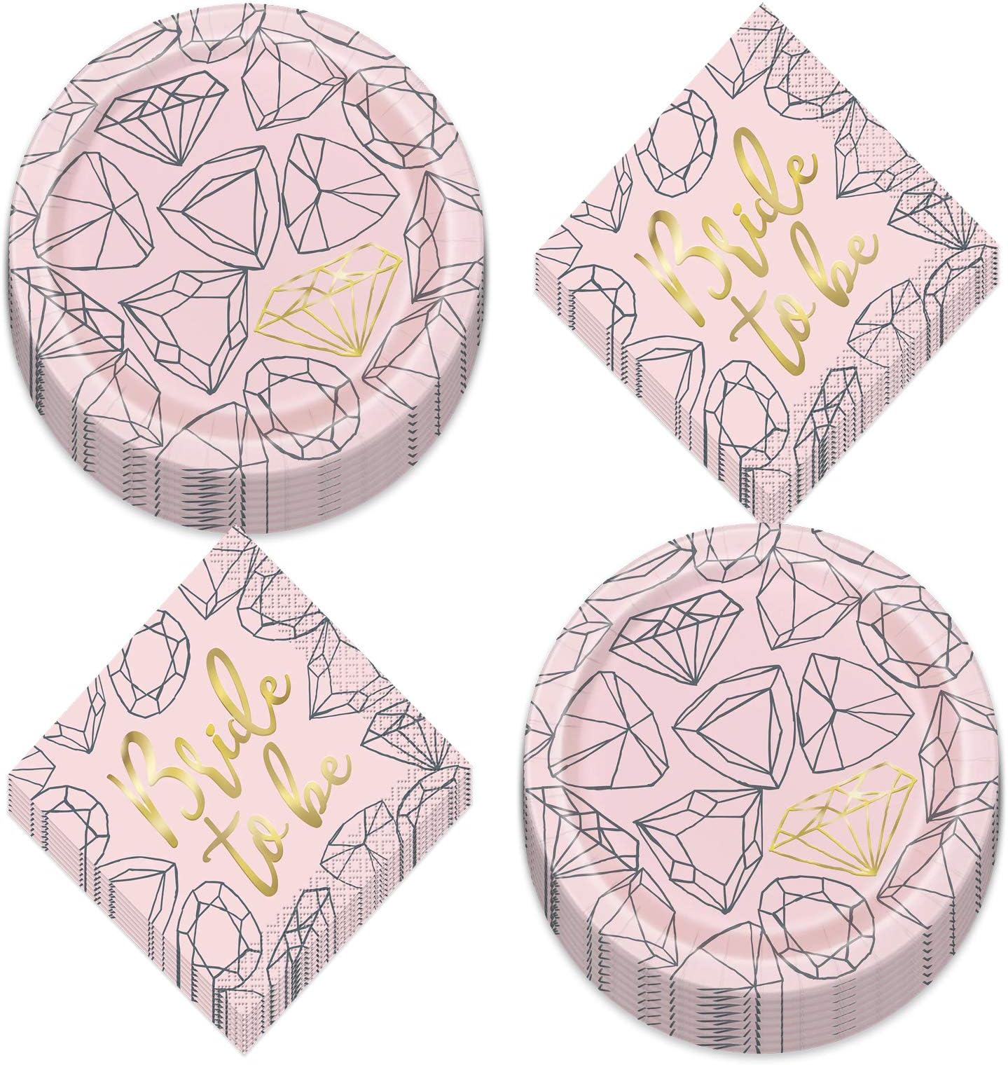 Amazon.com: Sparkle and Bash 48 Pack Diamond Ring Party Plates for ...