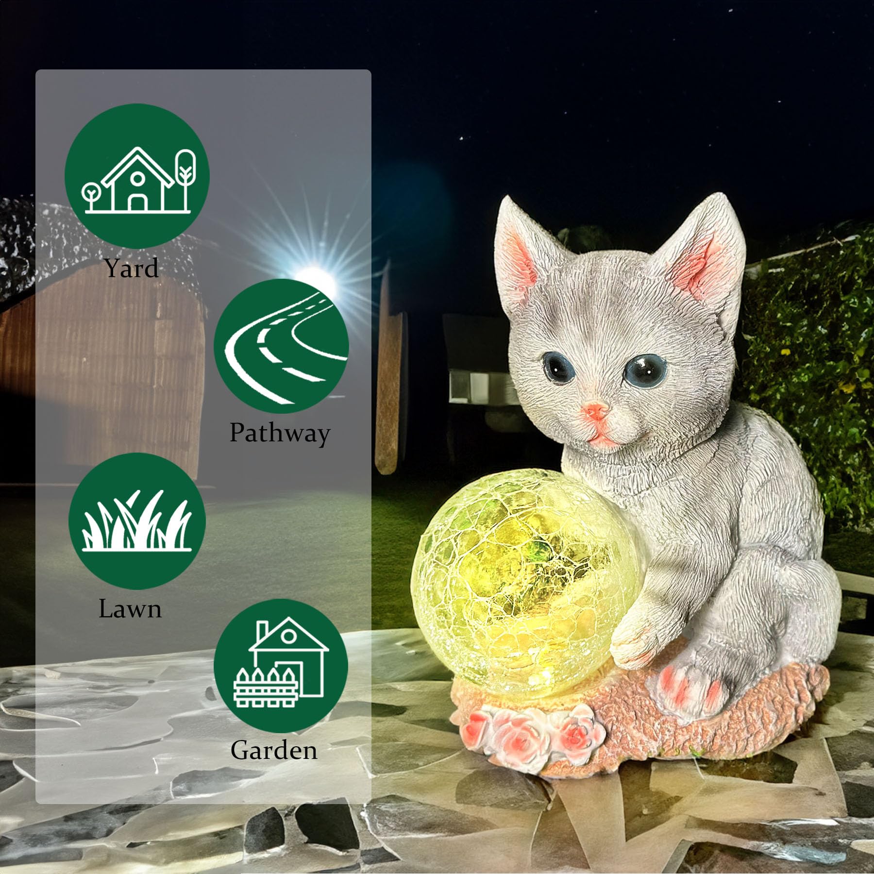 Snapklik.com : Funny Cat Garden Light - Durable Solar Cat Garden Statue ...