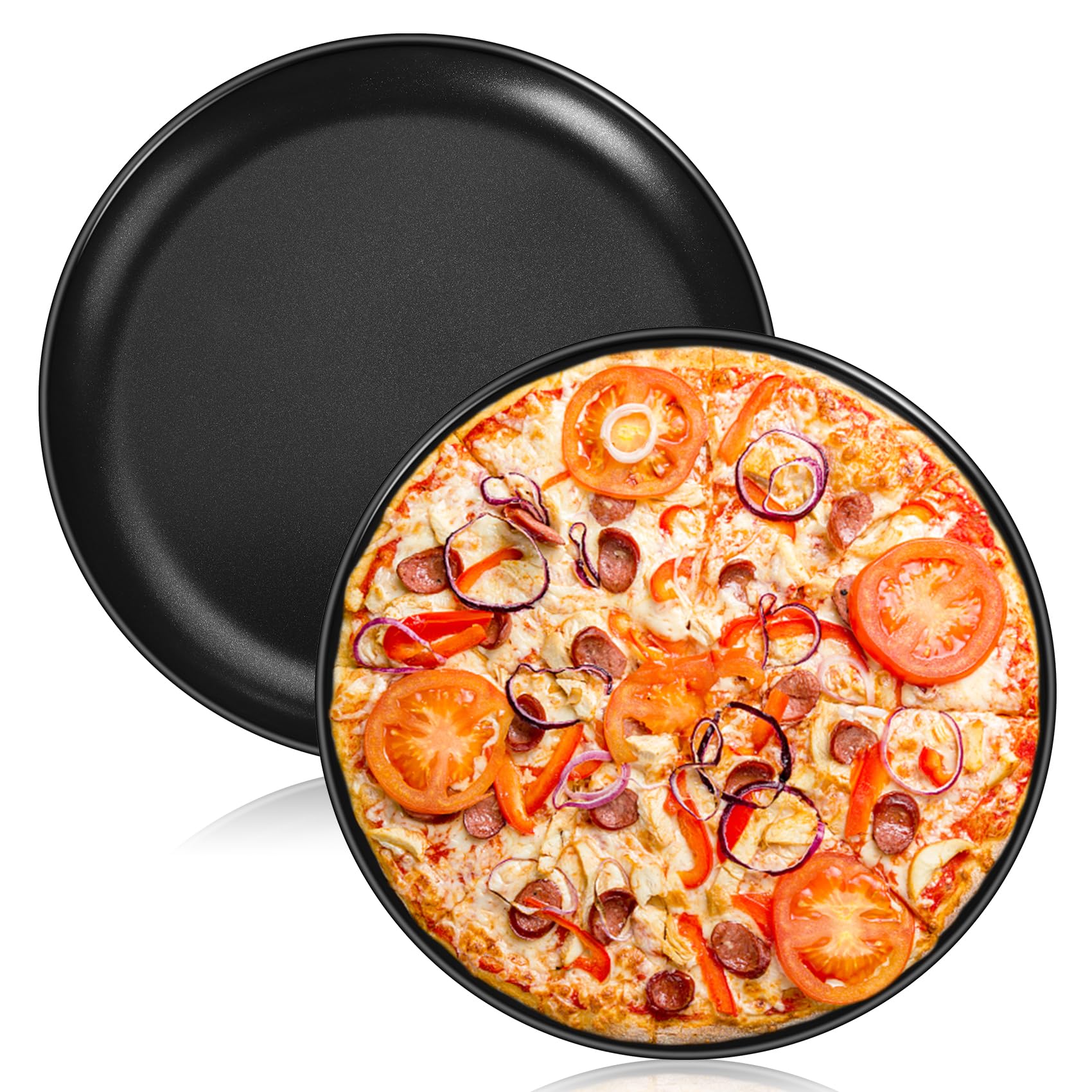 Amazon.com: P&P CHEF 10 Inch Pizza Pan Set of 2, Nonstick Pizza Pans ...