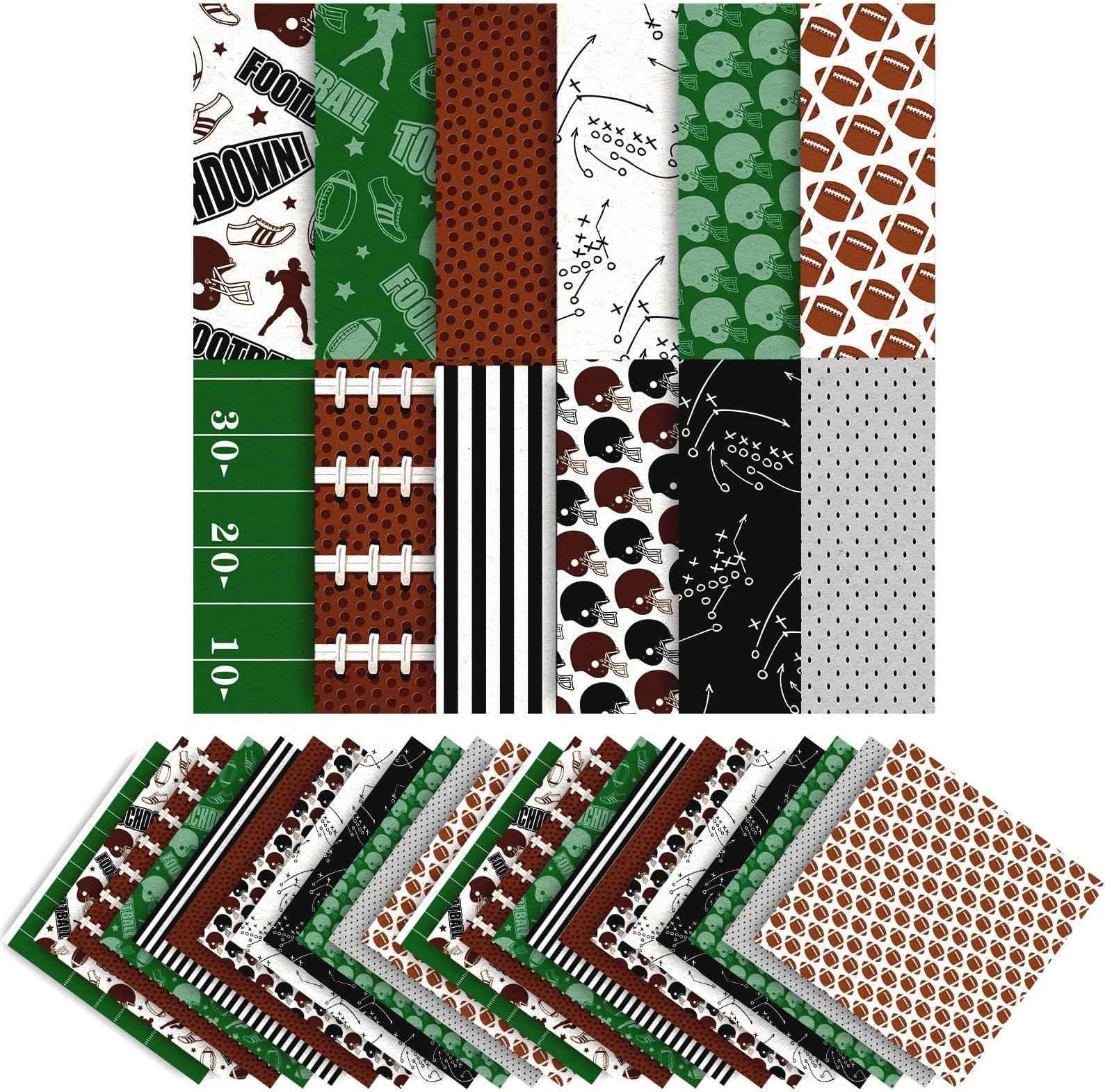 Amazon.com : Whaline 24 Sheet Football Pattern Paper 30 x 30cm Rugby ...