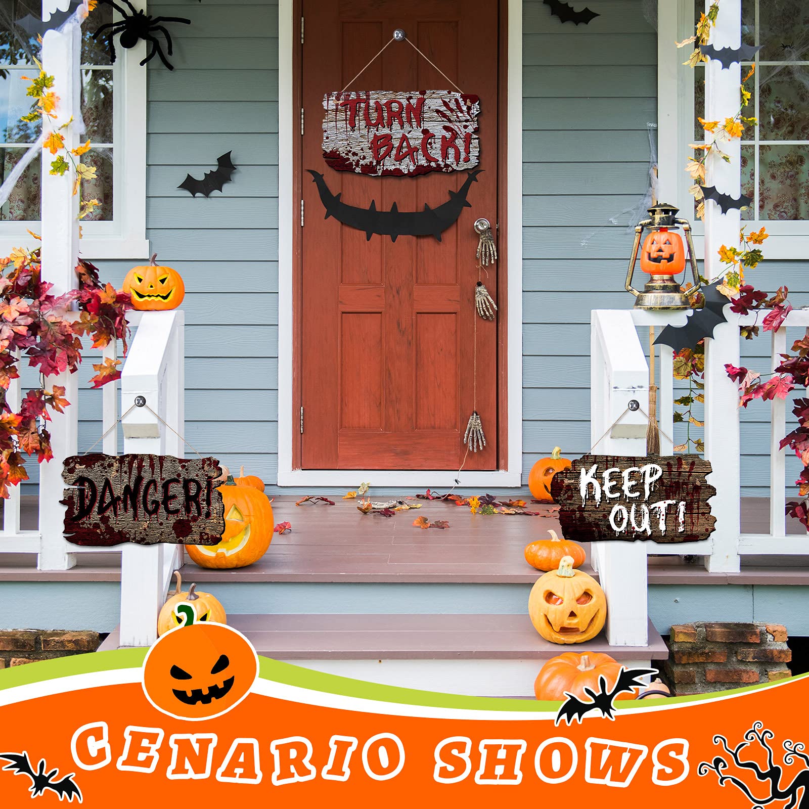Snapklik.com : 3 Pieces Halloween Decorations Door Sign Beware Props ...