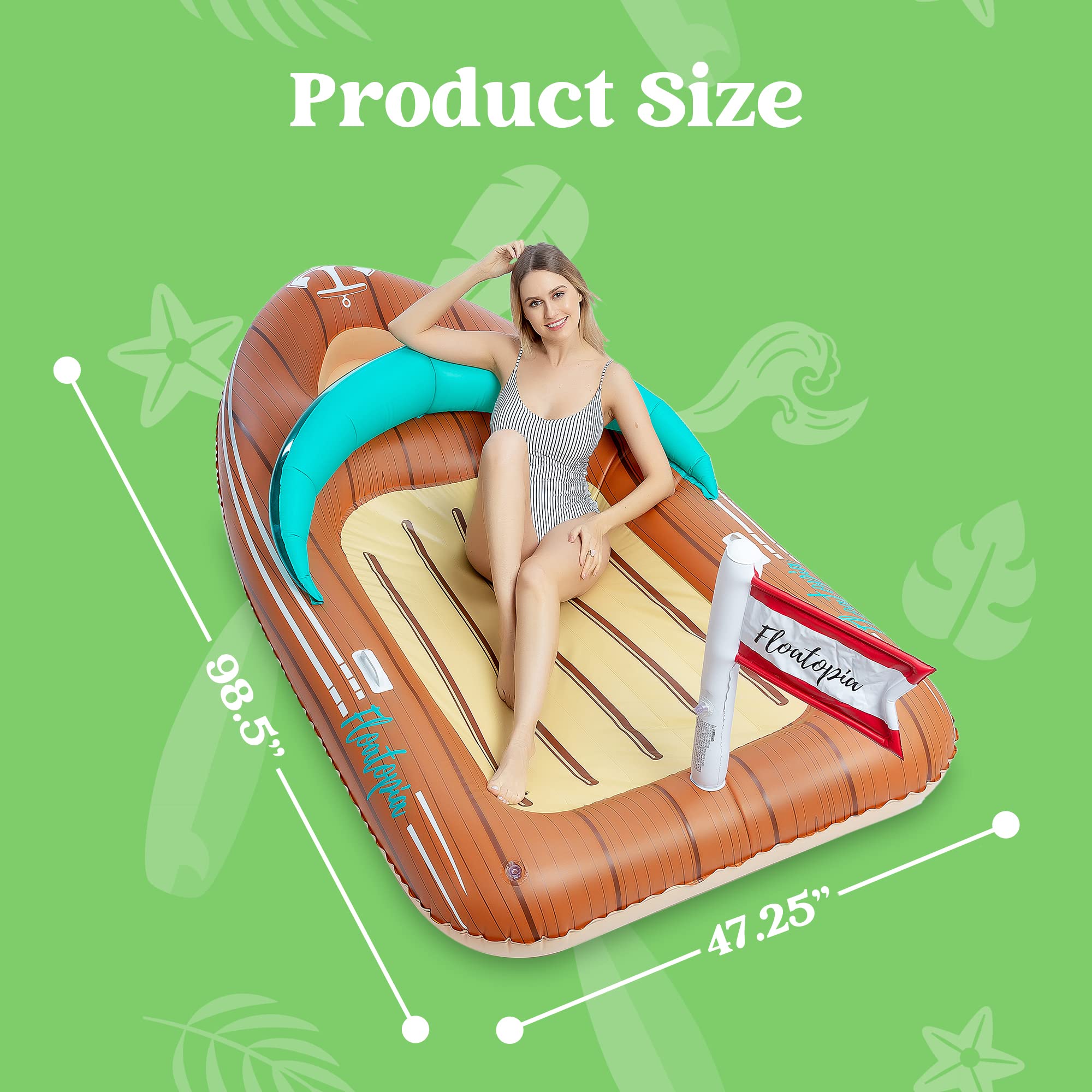 JOYIN Giant Inflatable Boat Pool Float with Reinforced Cooler, Summer ...