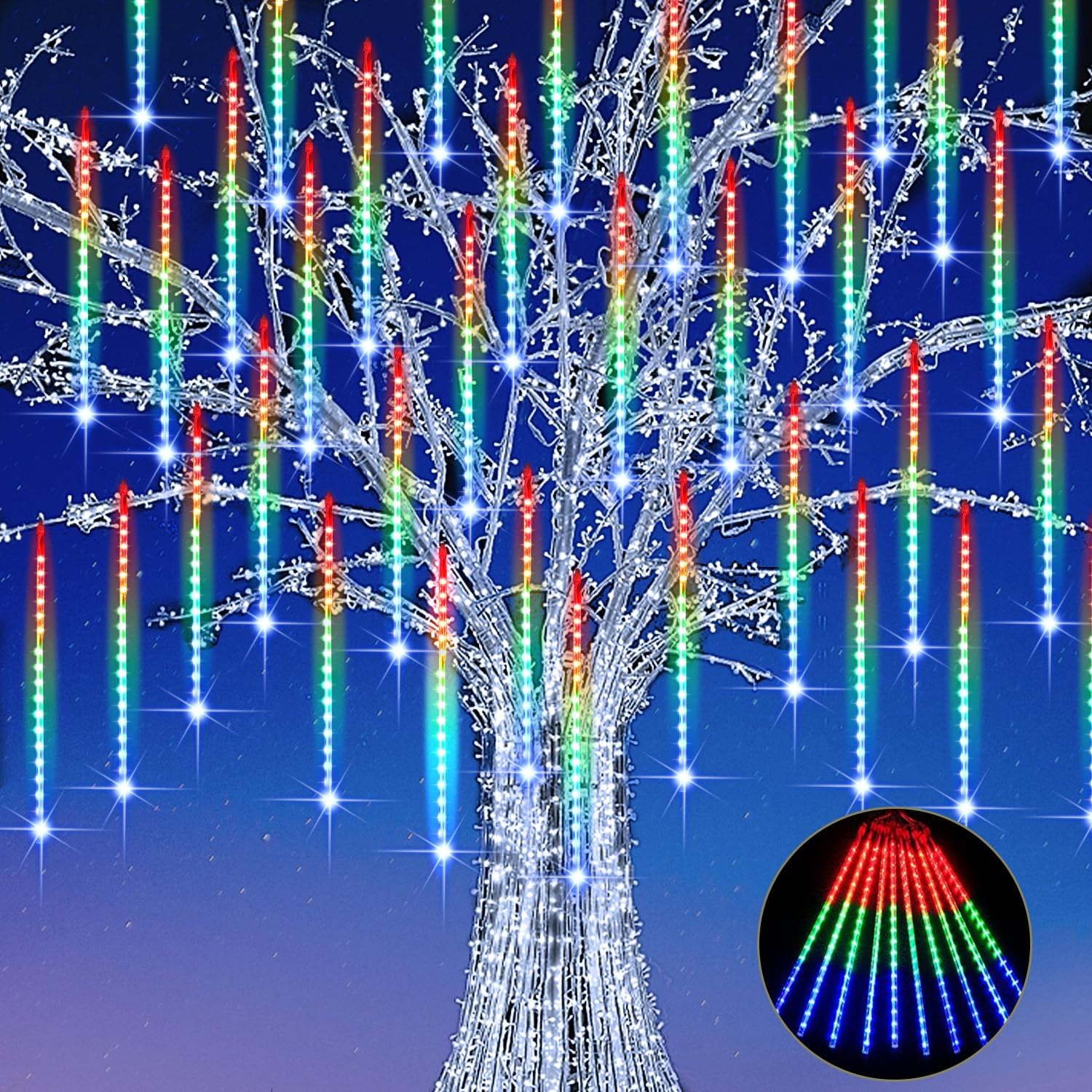 JJGoo Christmas Lights Meteor Shower Rain Lights, 10 Tube 12 inch 240 ...