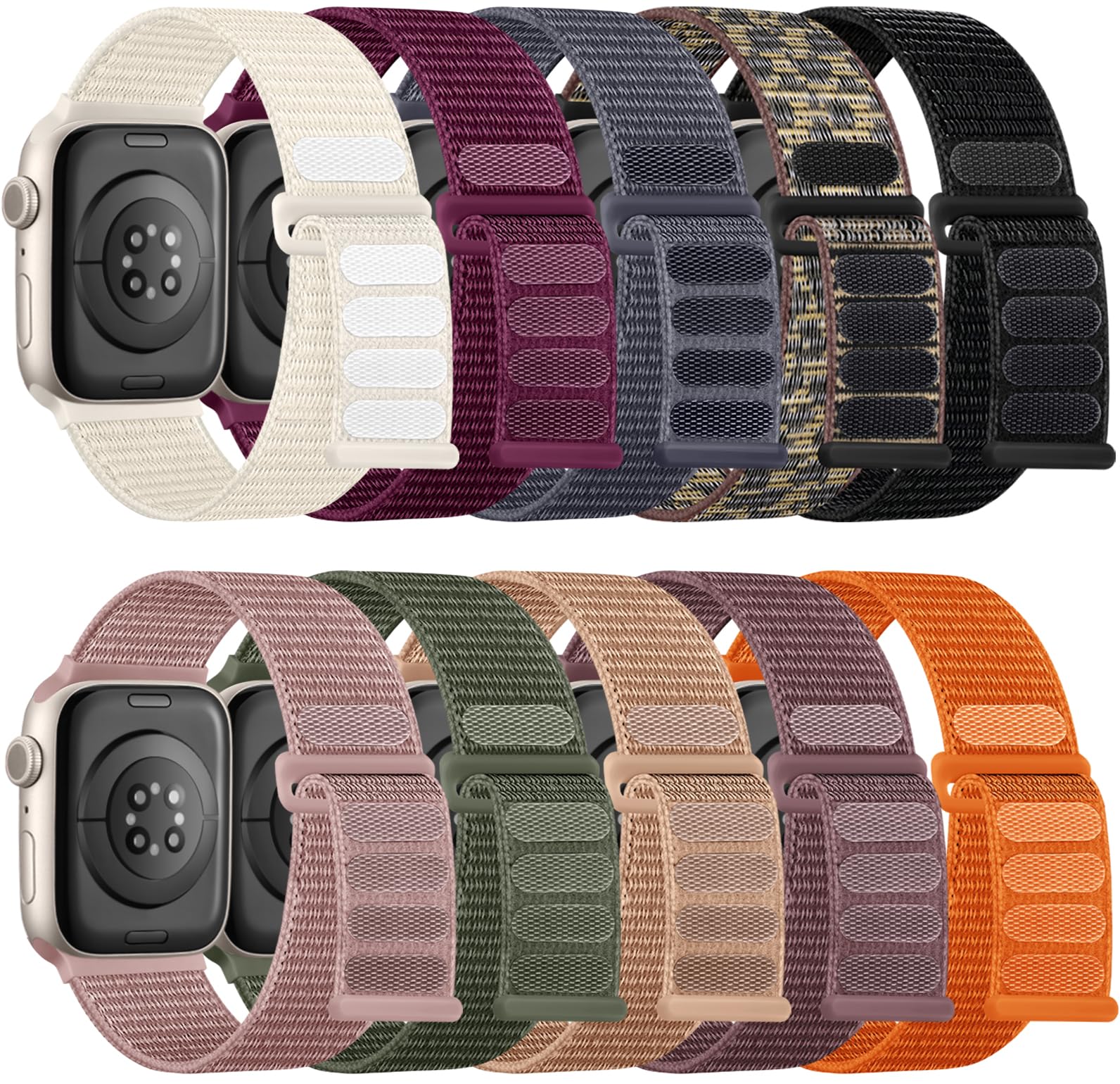 Lenrao 10 Pack Soft Nylon Solo Loop Bands Compatible with Apple Watch ...