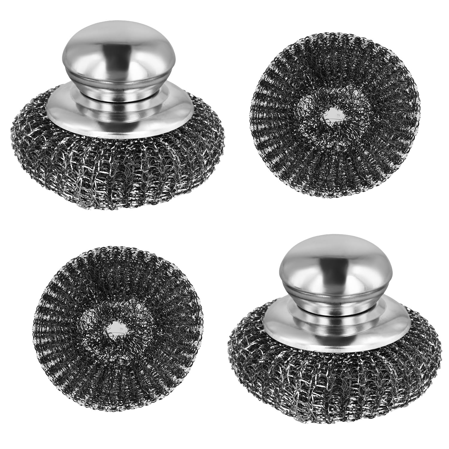 Amazon.com: 2 Pack Steel Wool Scrubber with 2 Replacement Wool Pads ...