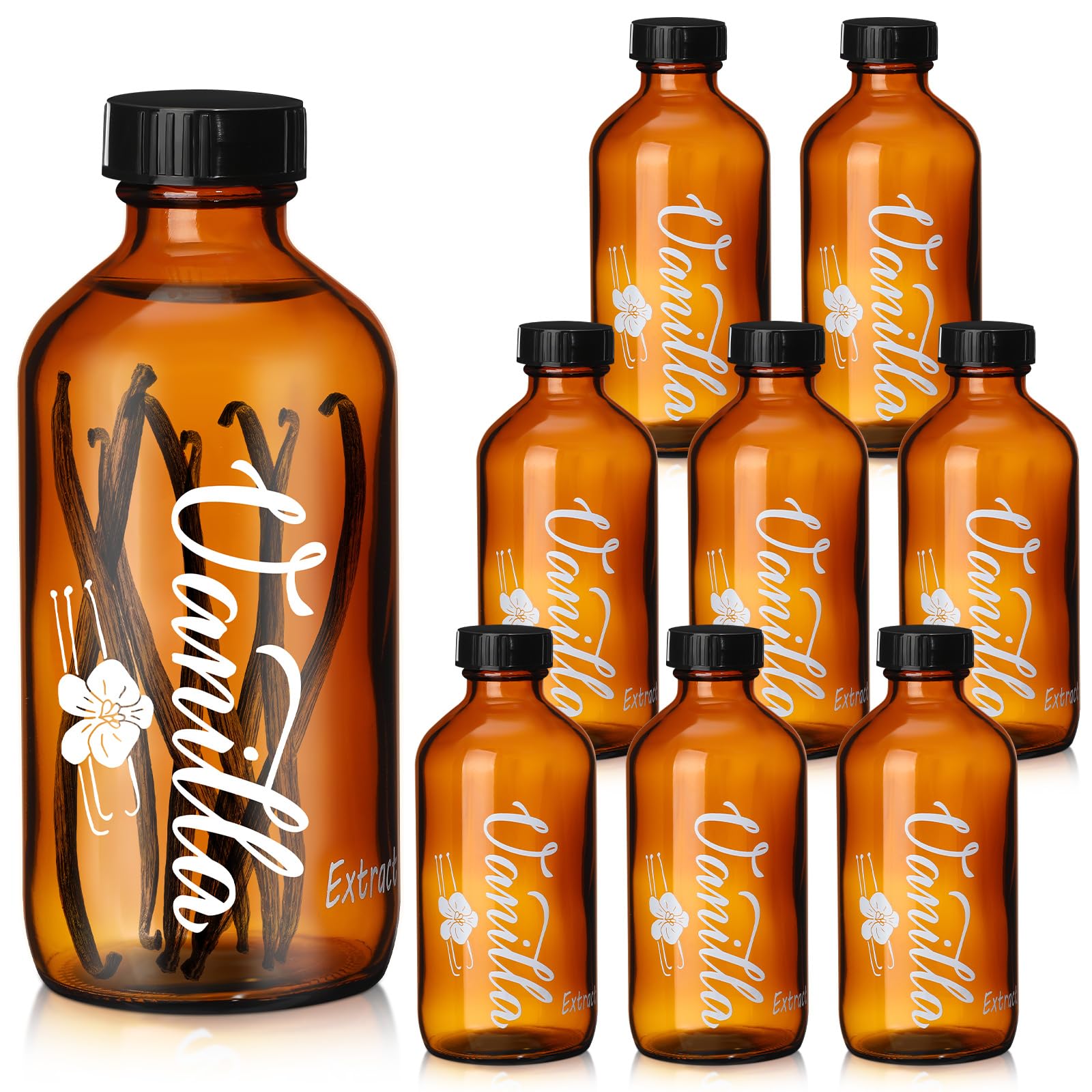 Amazon.com: Uiifan 8 Pack 8 oz Amber Glass Bottle Boston Round Bottles ...