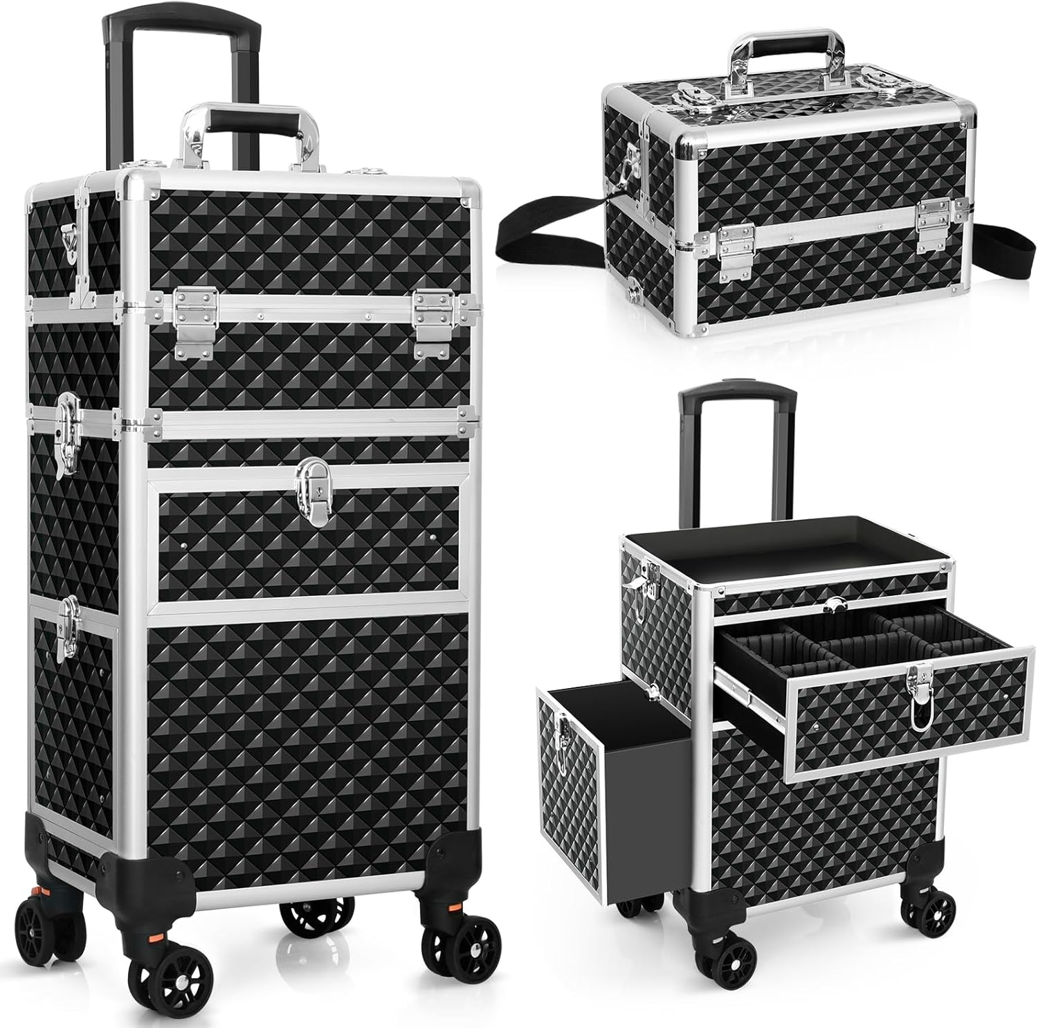 Amazon.com: Professional Rolling Makeup Train Case, Multi-functional ...